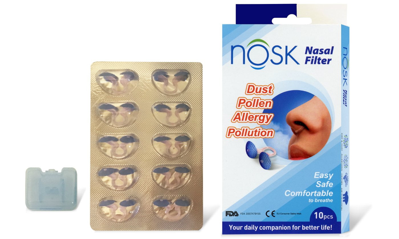 Nosk 10-Pack Nasal Filters & Retainer Container- Pollen, Allergen, Dust ...