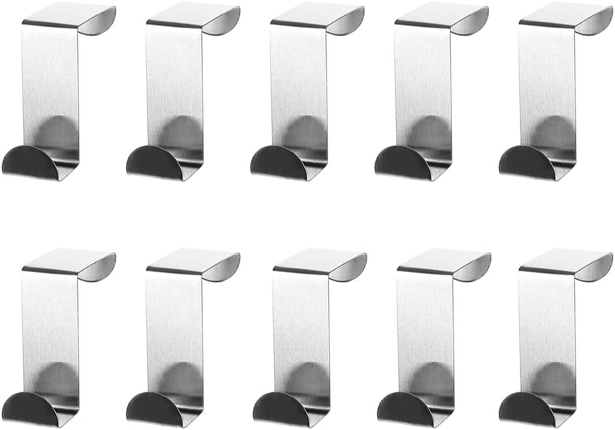 Pack of 10 Universal Stainless Steel Door Hooks, Reversible Hooks ...