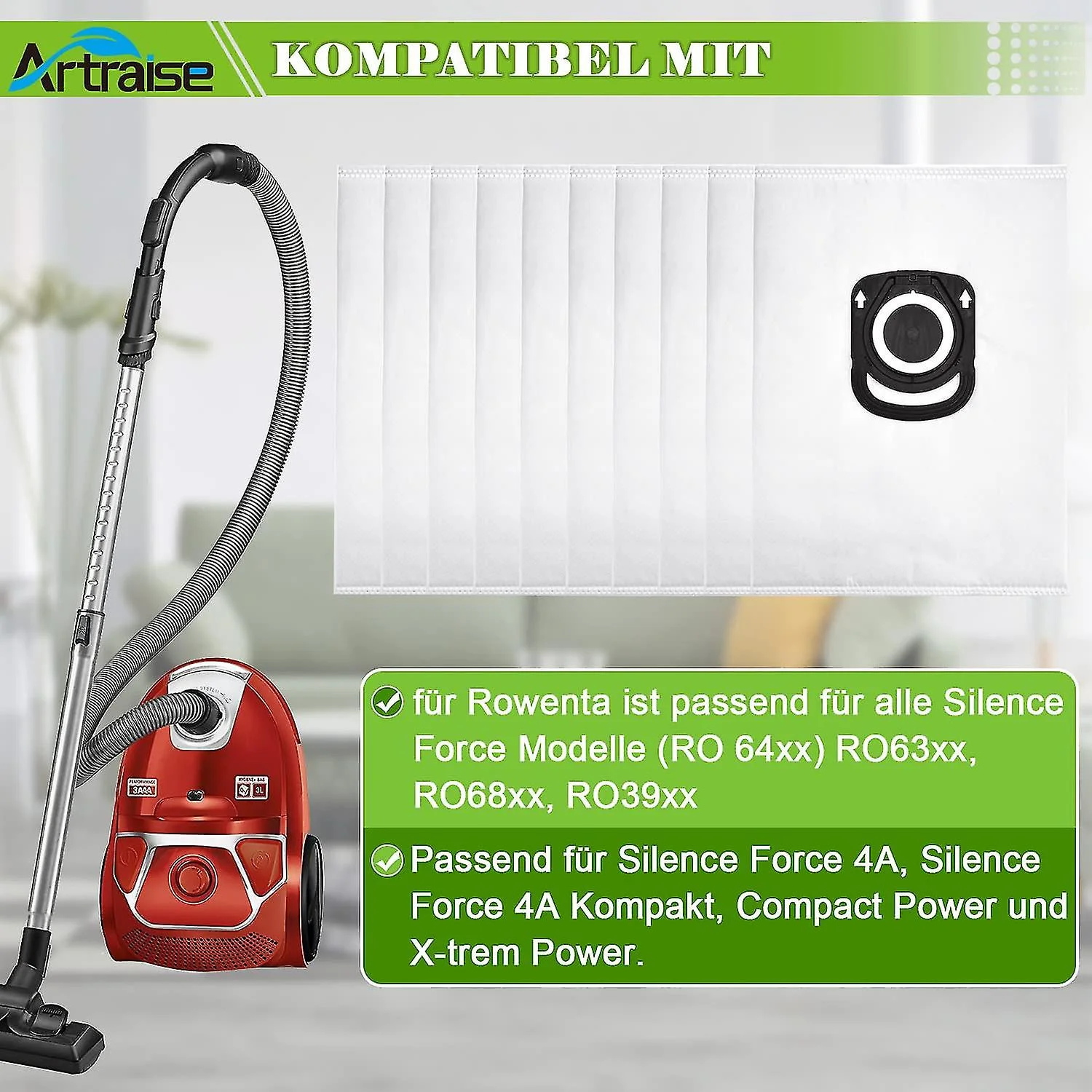 Pack Of 10 Vacuum Cleaner Bags - For Rowenta Hygiene + Zr200520, For ...