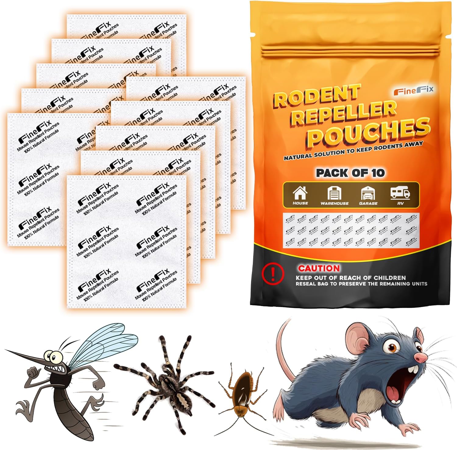Pack of 10 Vamoose Mouse Repellent Pouches Prepared with a Modified ...