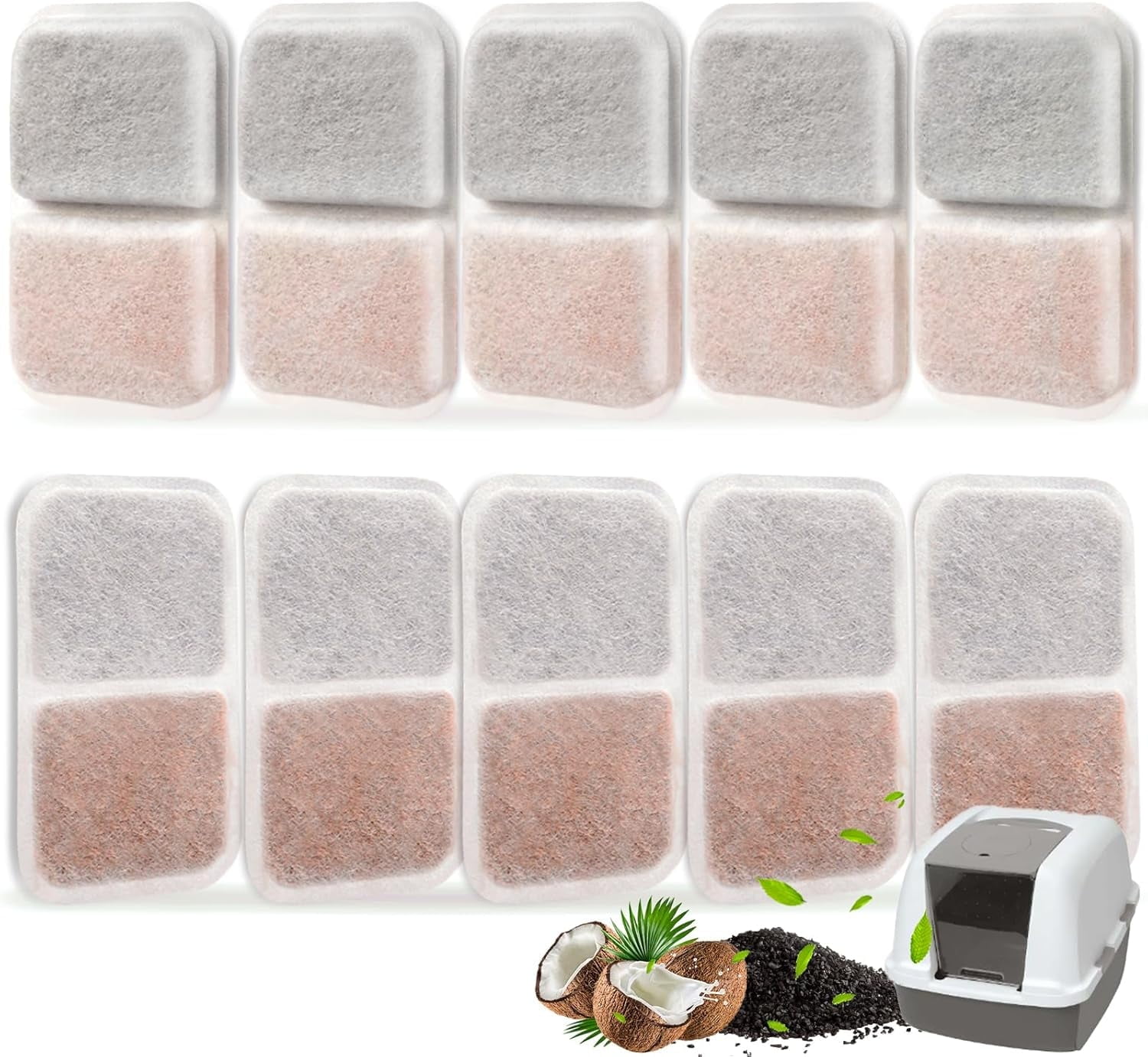 Pack of 10 filter replacements suitable for large, regular, or Catit ...