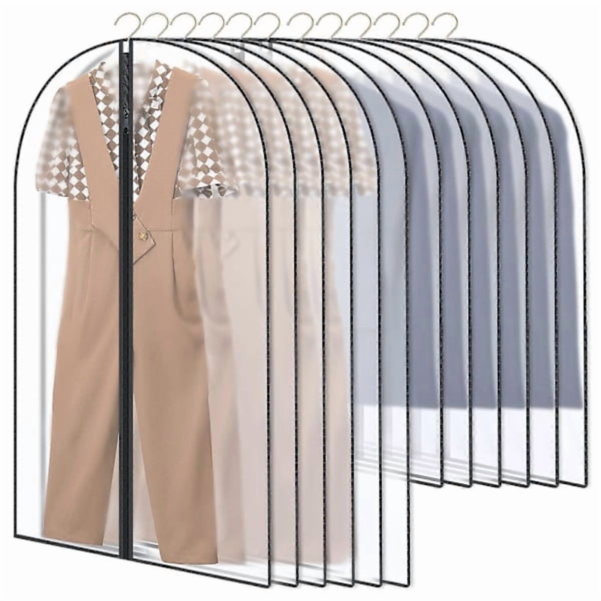Pack of 10 garment covers, 60 x 120/100 cm, black edge, transparent ...