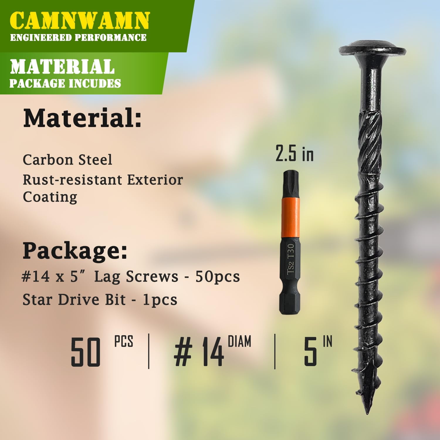 [Pack of 100] #14 x 3" Wood Structural Lag Screws, Bronze Coated Torx ...