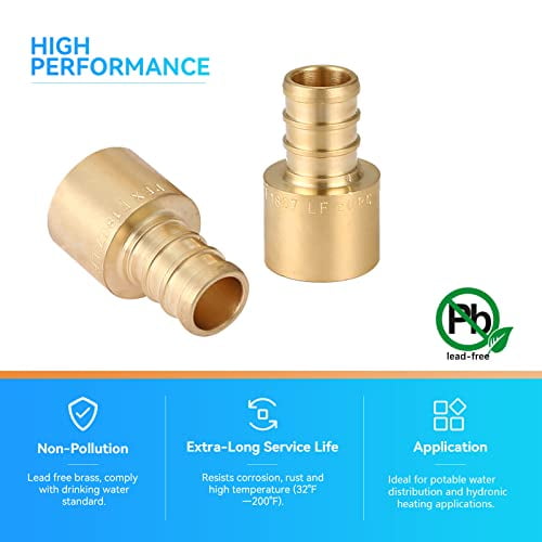 (Pack of 100) 3/4 x 3/4 Inch PEX Female Sweat Adapter,Brass Copper Pex ...