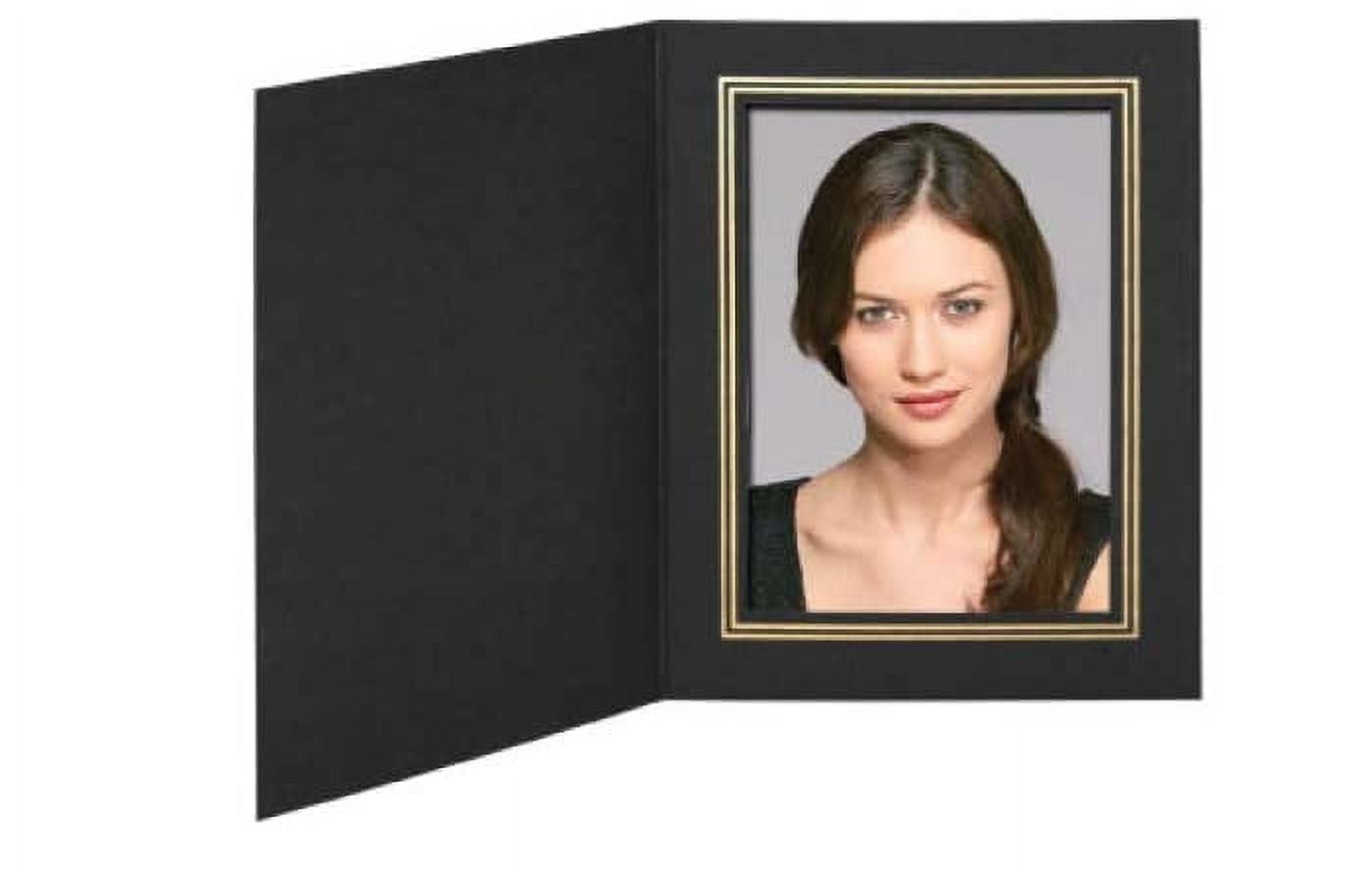 Pack of 100, 5x7 Photo Folders, Black with Gold foil trim, Cardboard ...