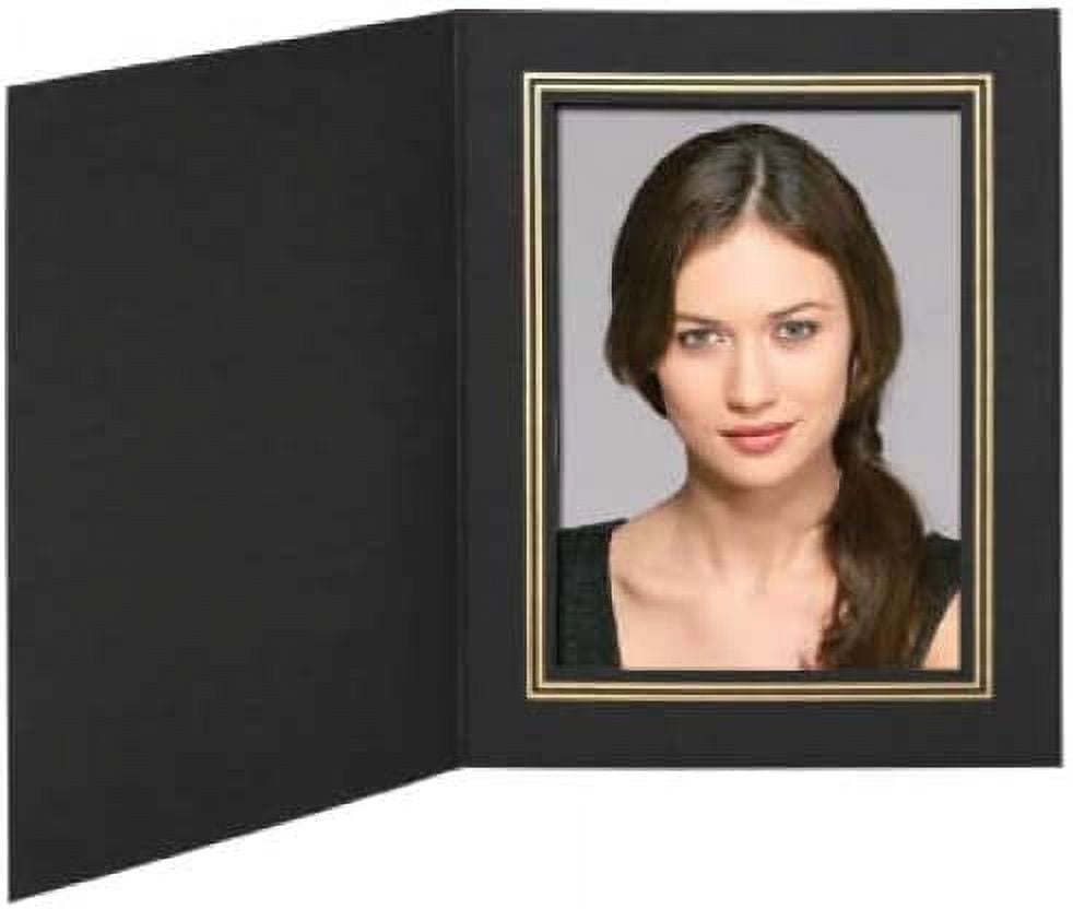 Pack of 100, 5x7 Photo Folders, Black with Gold foil trim, Cardboard ...