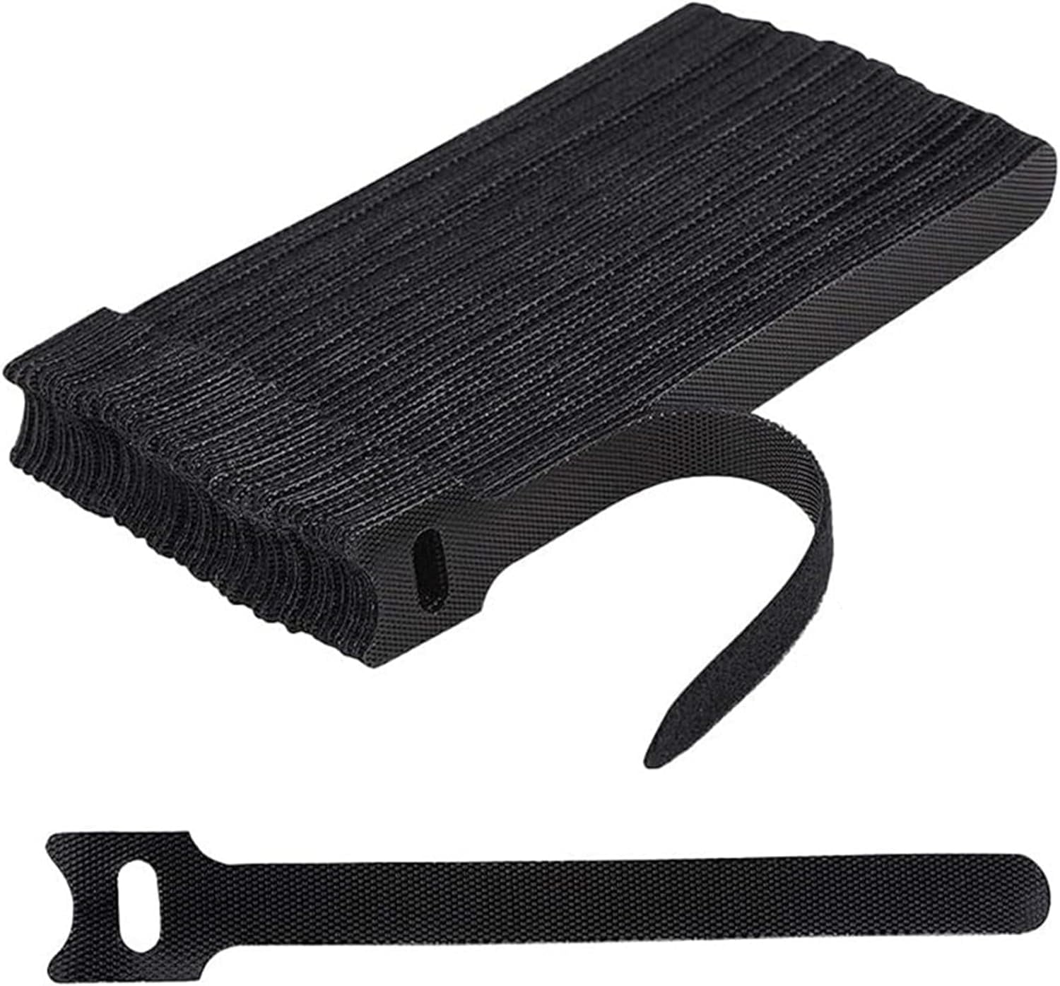 Guuyoo Black Reusable Cable Ties, Nylon Adjustable Velcro Loops, Pack ...