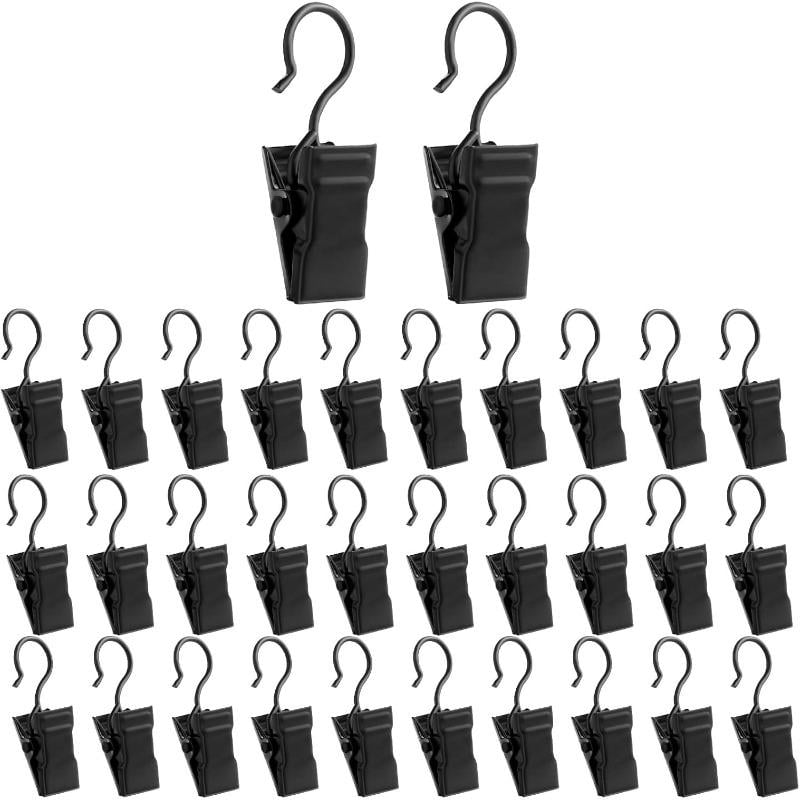 Pack of 100 Curtain Clips, Black Curtain Clips with Hooks, Stainless ...