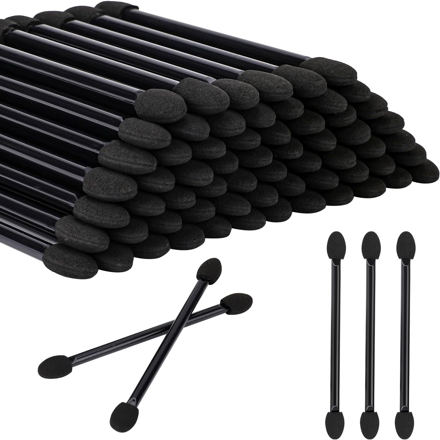 Pack of 100 Eyeshadow Applicators, Double End Eyeshadow Sponge ...