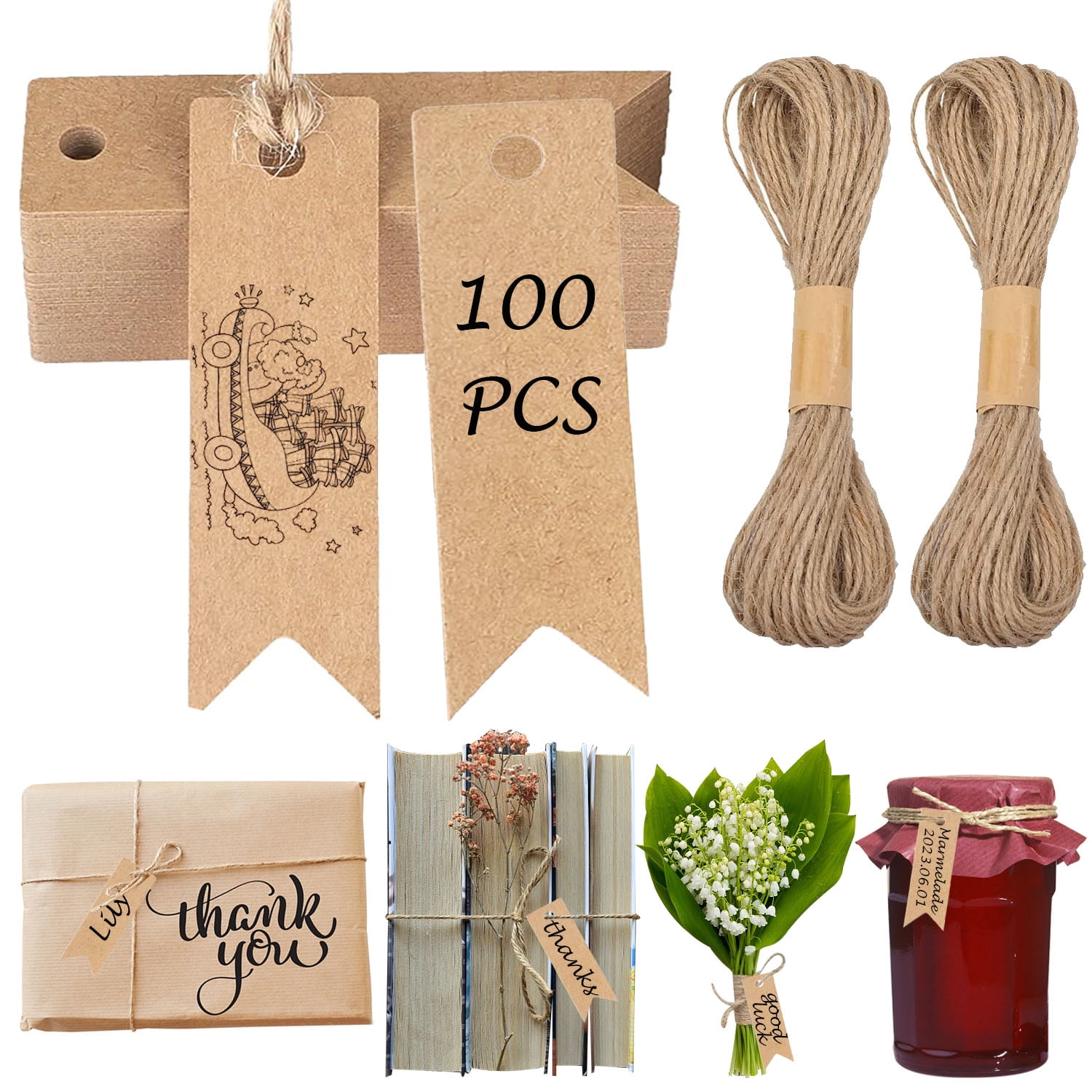 Pack Of 100 Kraft Paper Label Tags, 7 X 2 Cm Gift Tags, Kraft Paper ...