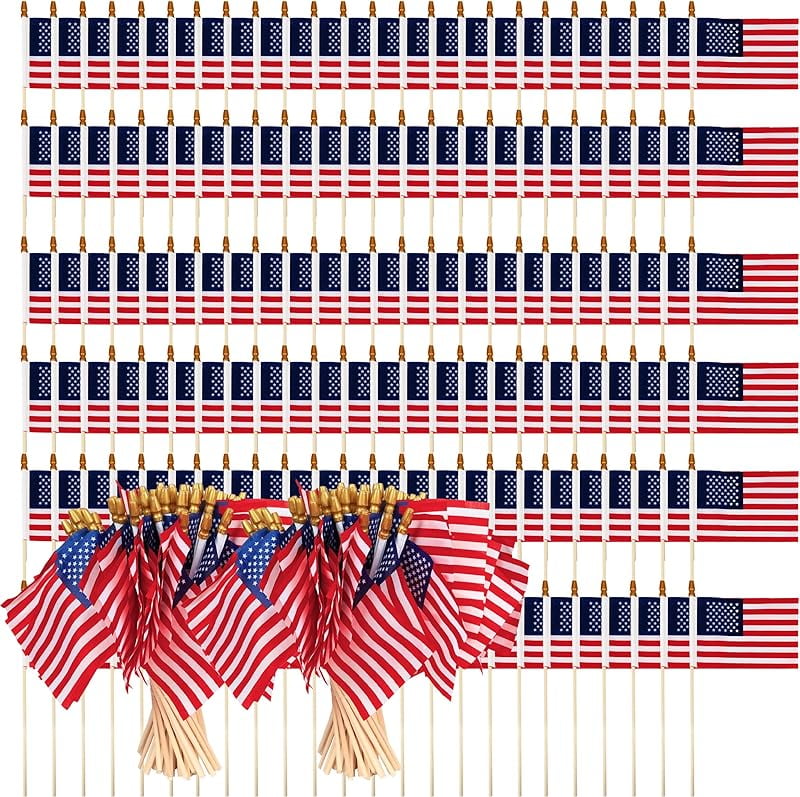Pack of 100 Mini American Flags - 4x6 Inches American Flag - Small ...