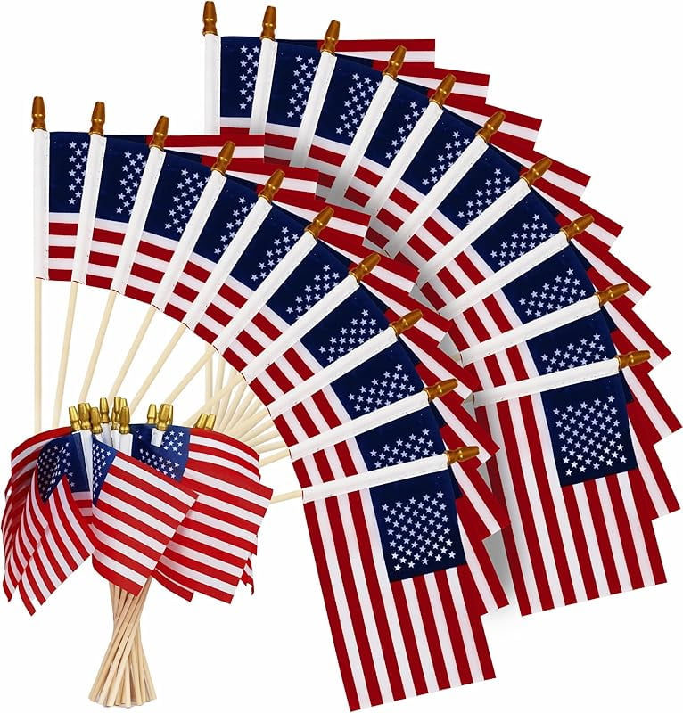Pack of 100 Mini American Flags - 4x6 Inches American Flag - Small ...