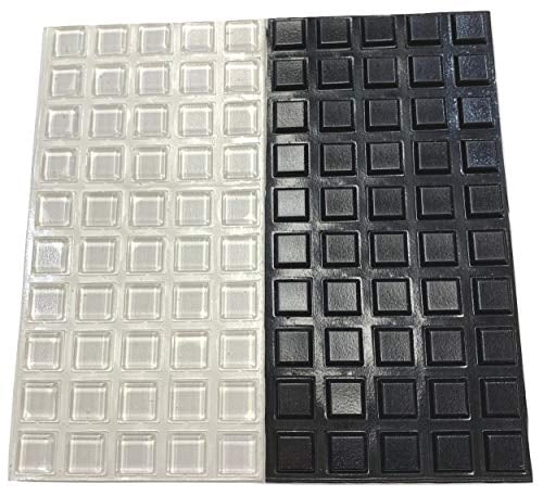 Pack of 100 Square Adhesive Bumper Pads (Clear, Black Combo) - Made in ...