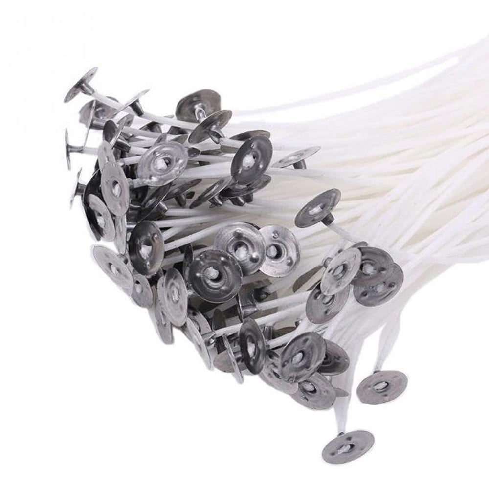 Pack 100 Waxed Candle Wicks for Candle Making With Sustainers 12cm Long ...