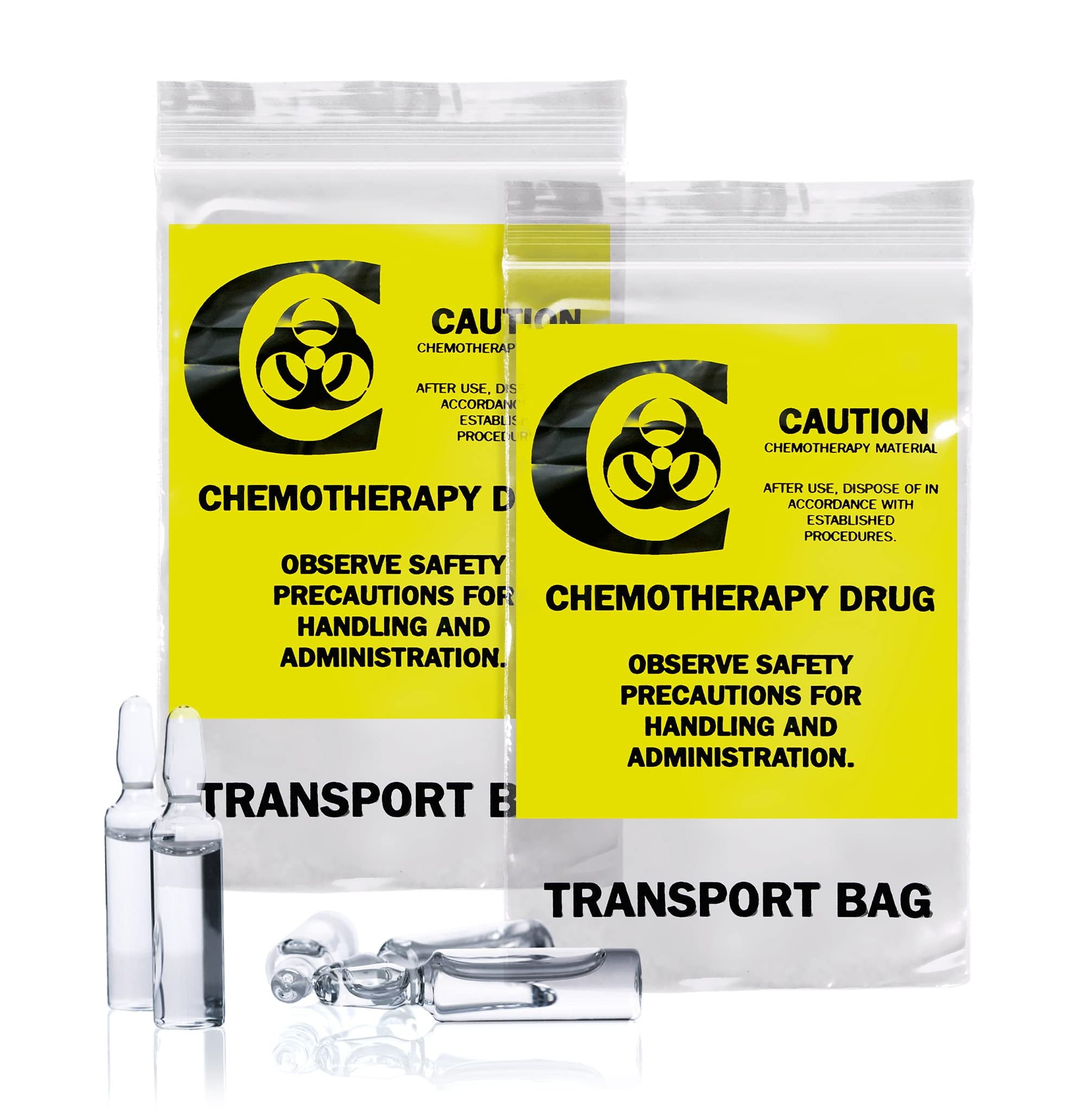 Pack of 1000 Chemo Transfer Bags, Clear 6 x 9. Zipper Printed Bags 6x9 ...