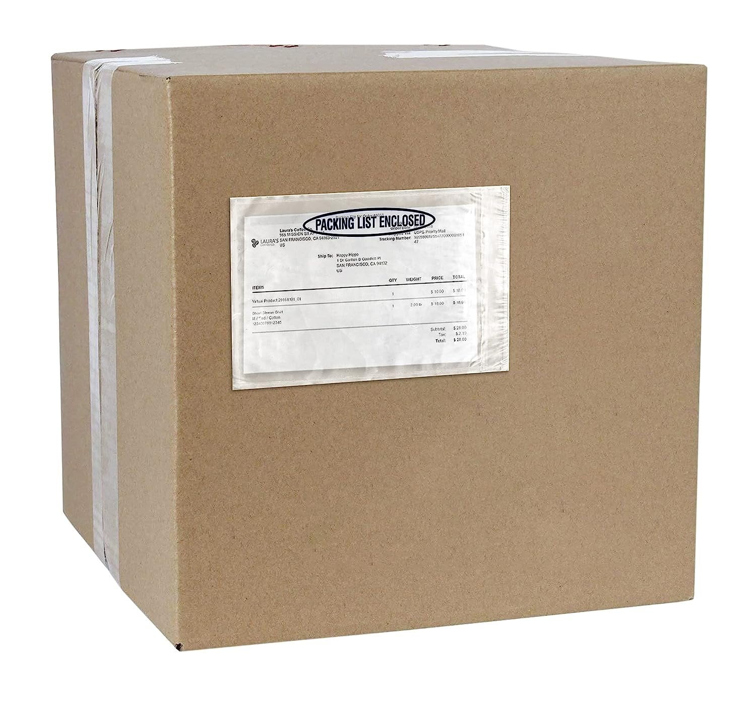 Pack of 1000 "Packing List Enclosed" Envelopes 5.25 x 8. Printed Panel ...