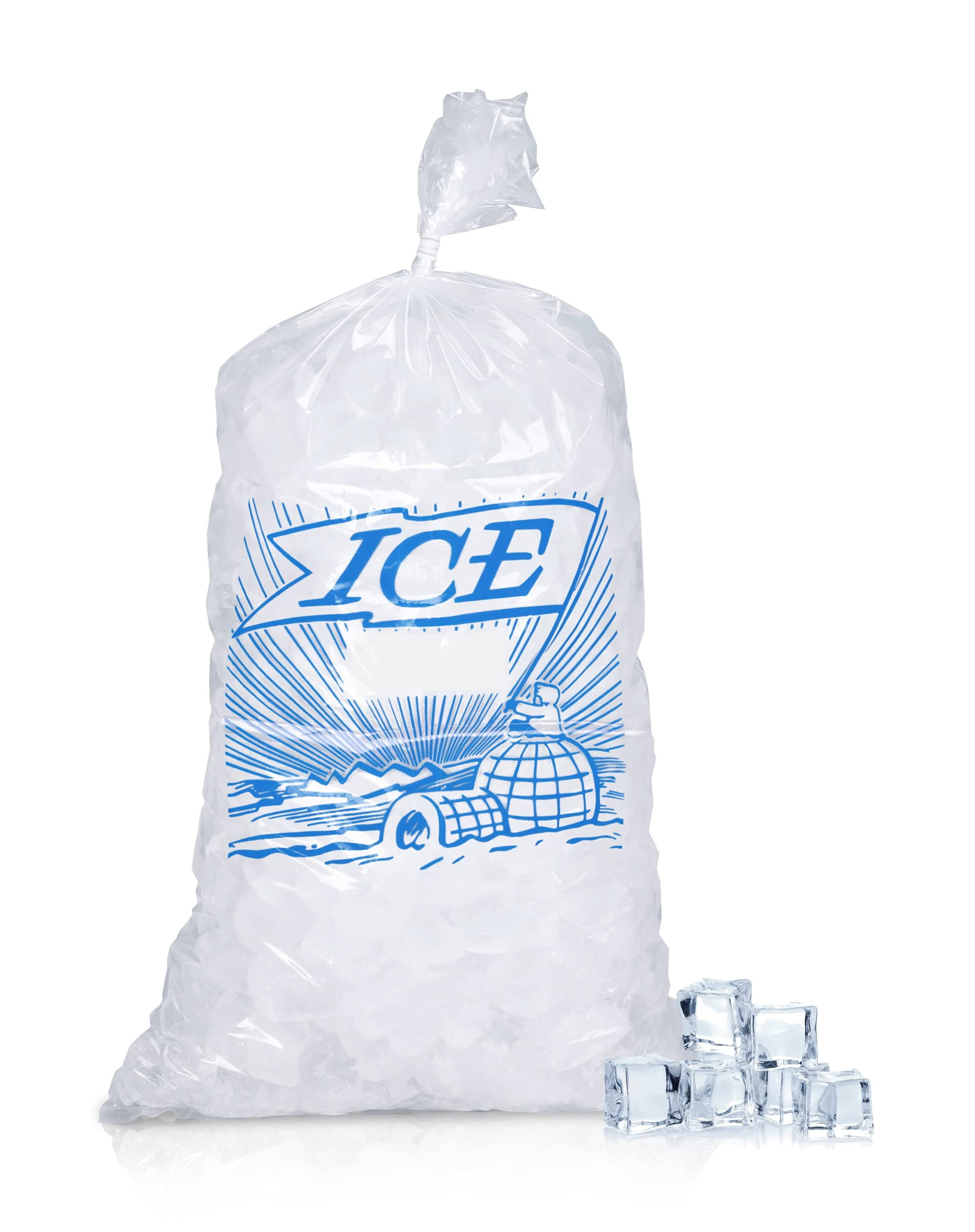Pack of 1000 Printed Metallocene Ice Bags 9 x 3 x 21. Gusseted Poly ...
