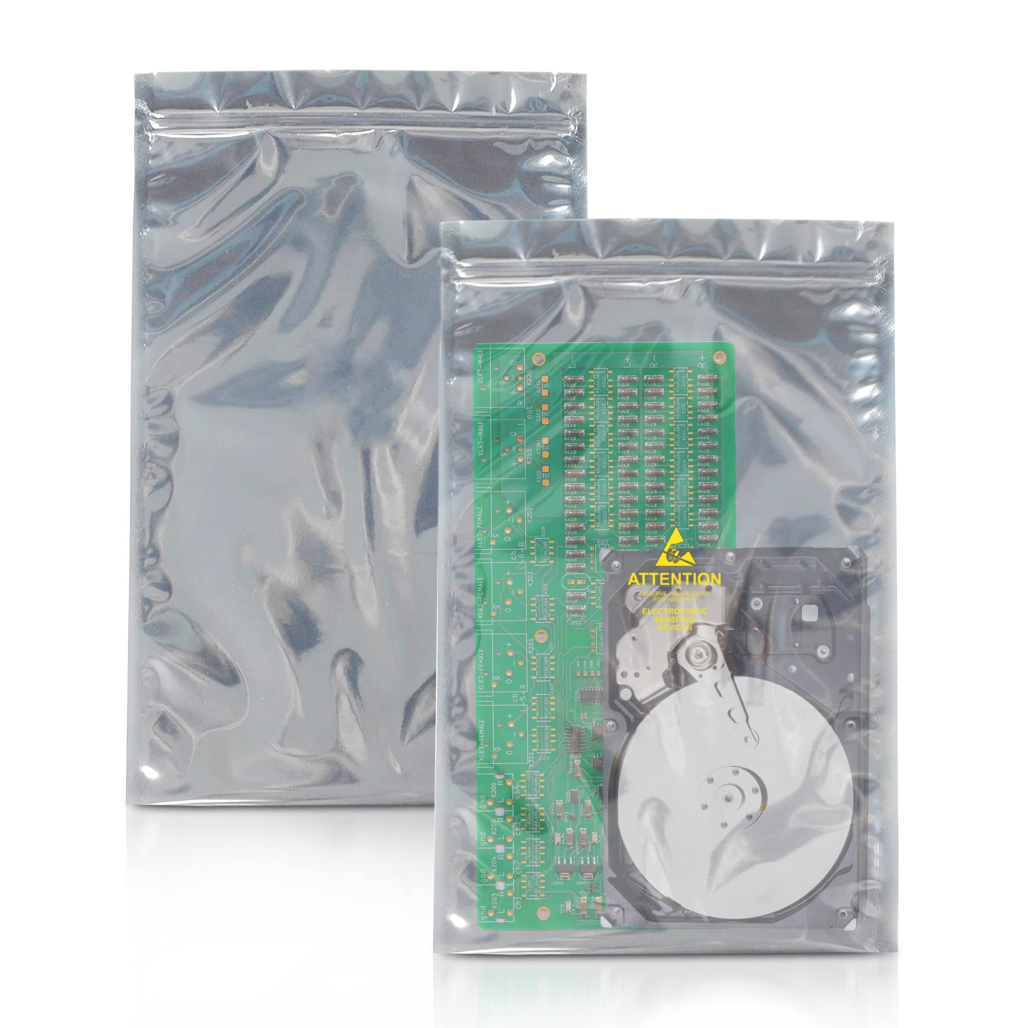 Pack of 1000 Static Shielding Zipper Bags 8 x 16. Grey Electrostatic ...