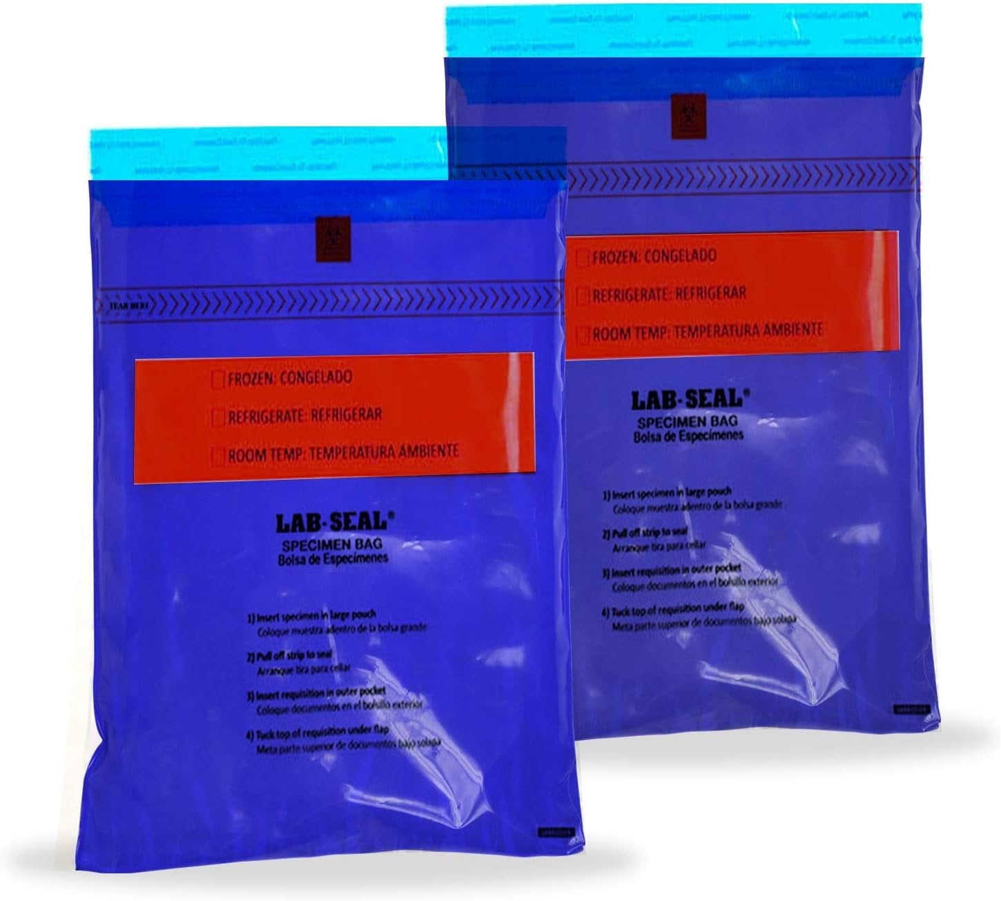 Pack of 1000 Tamper-Evident Specimen Bags, Blue 6 x 10. Printed ...