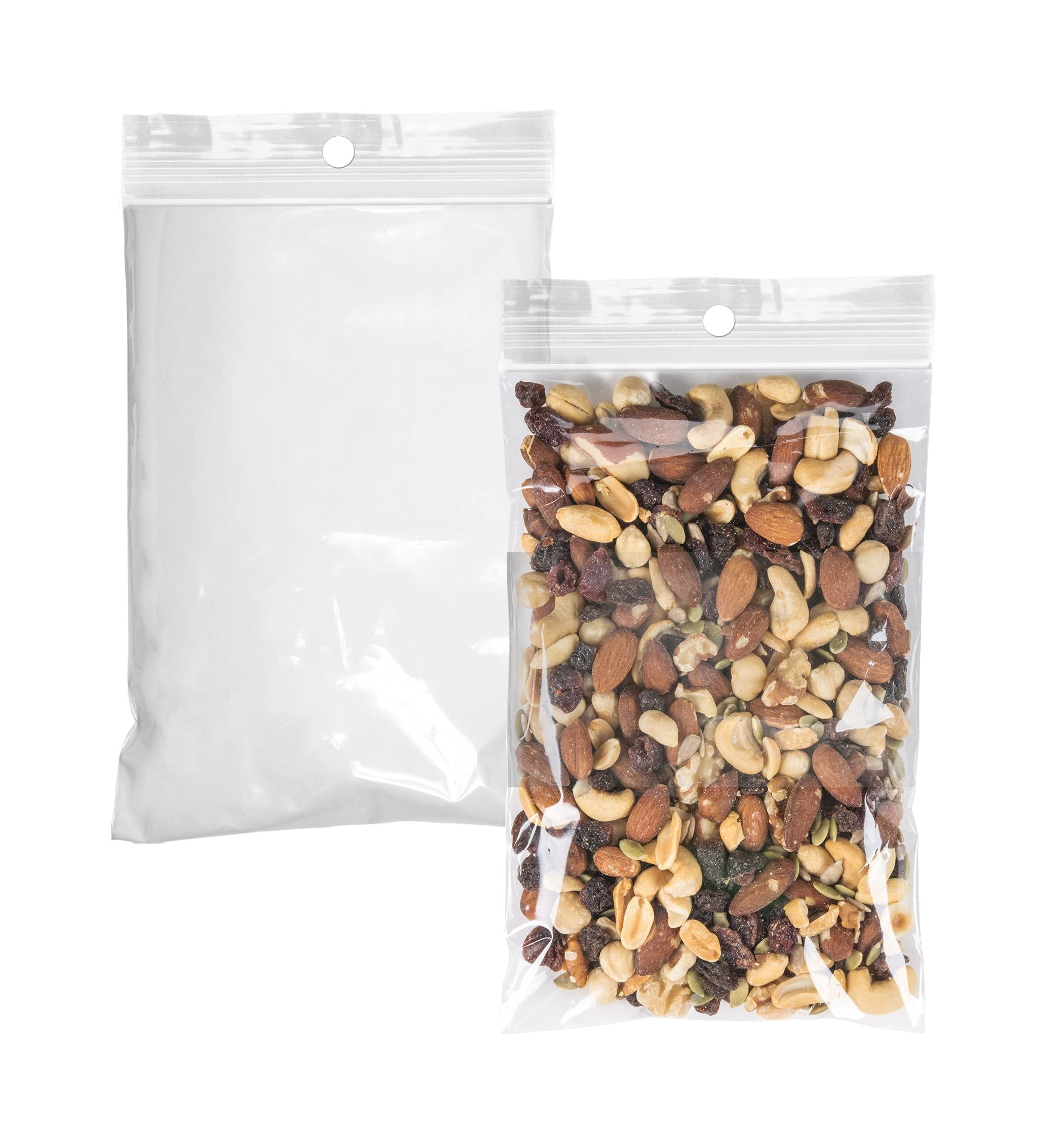 Pack of 1000 Zipper Bags with Hang Hole, 5 x 8. Heavy Duty Polyethylene ...