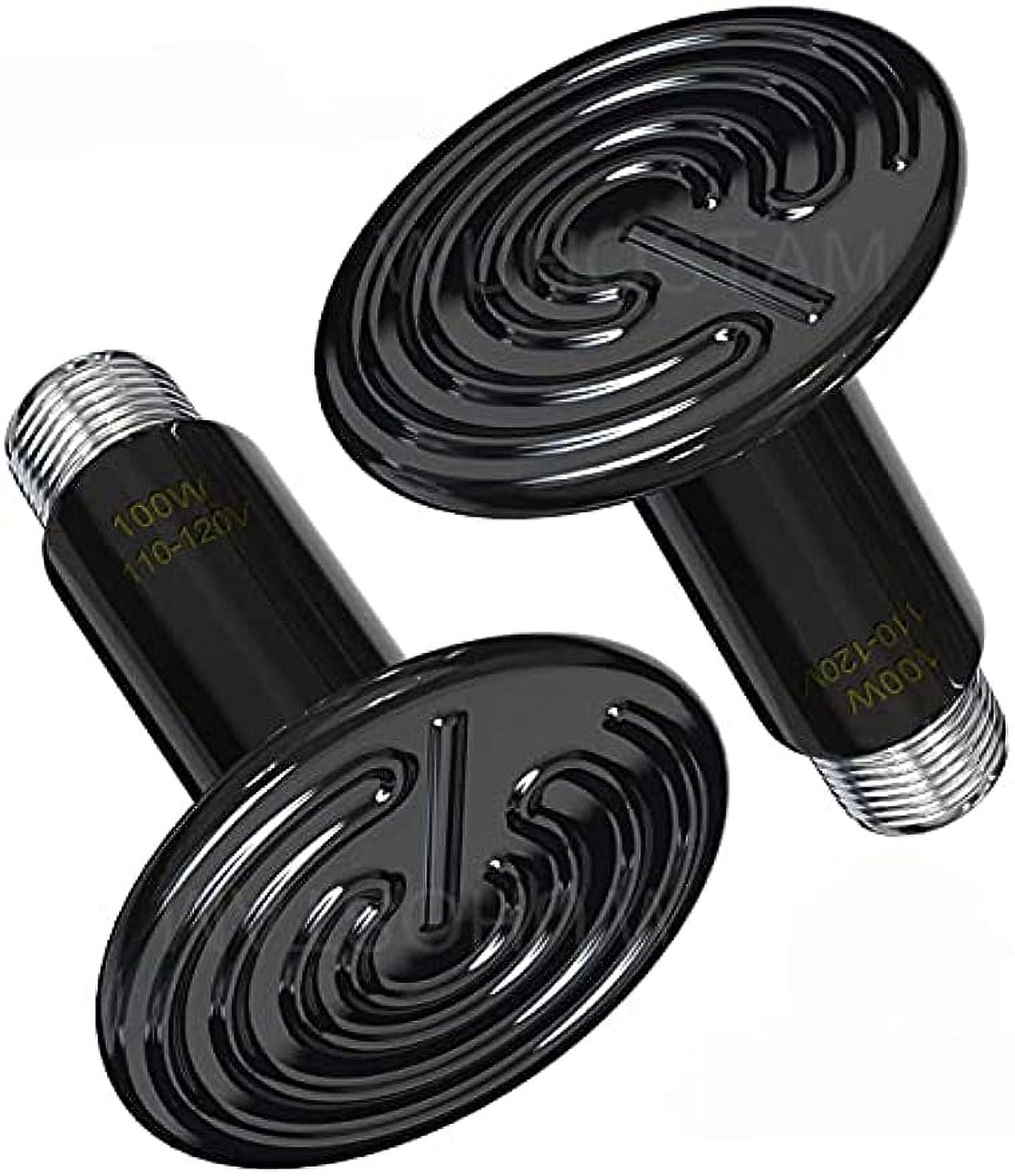 Pack 100W Infrared Ceramic Heat Lamp, Black Reptile Emitter Bulb, Pet ...