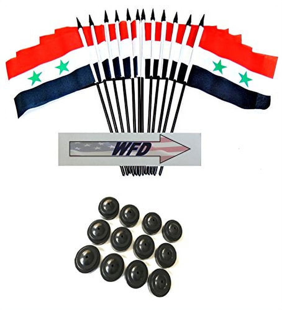 Pack of 12 4"x6" Syria Polyester Miniature Office Desk & Little Table Flags, 1 Dozen 4"x 6 ...
