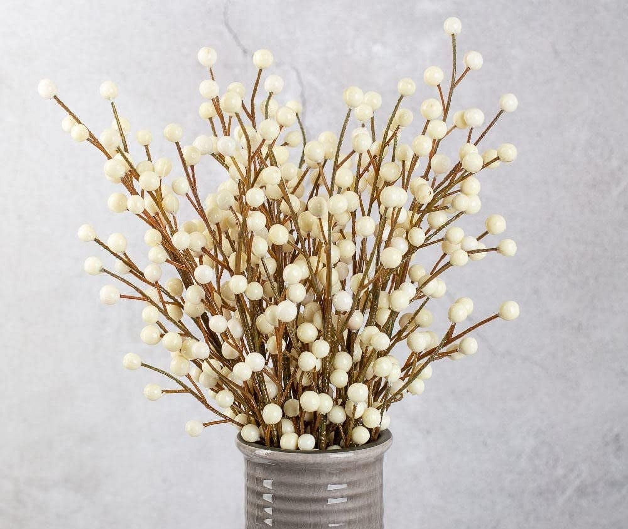 Pack of 12 Artificial Cream Winter White Weatherproof Berry Stem ...