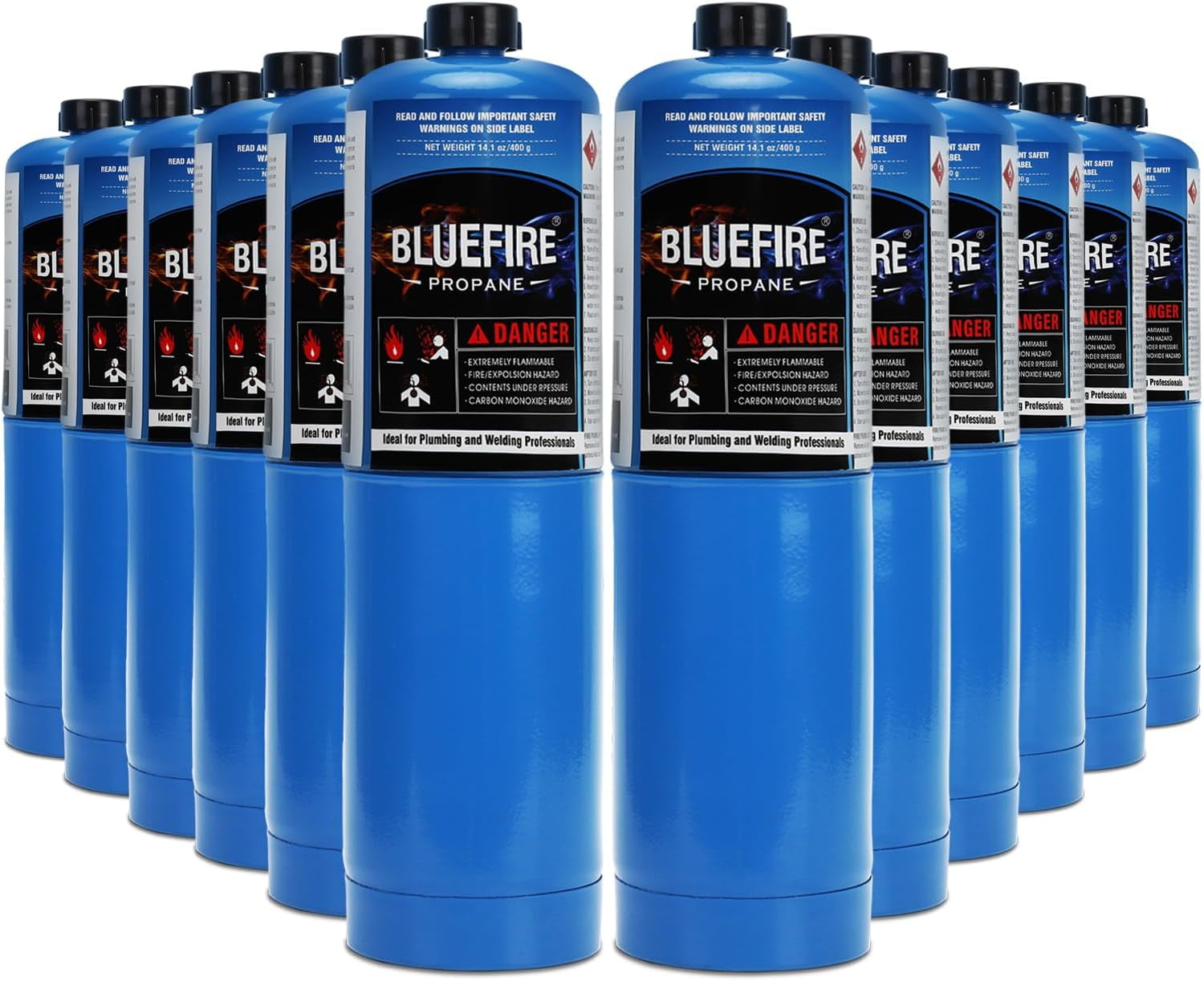 Pack of 12, BLUEFIRE Standard Propane Gas Cylinder/Canister 14.1 OZ ...
