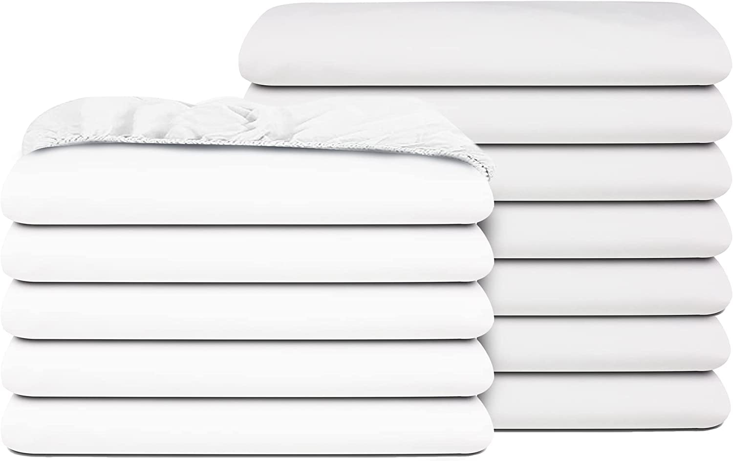 Pack of 12 Fitted Sheets-White, King (78”x80”x12”), 200 TC, Poly-Cotton ...