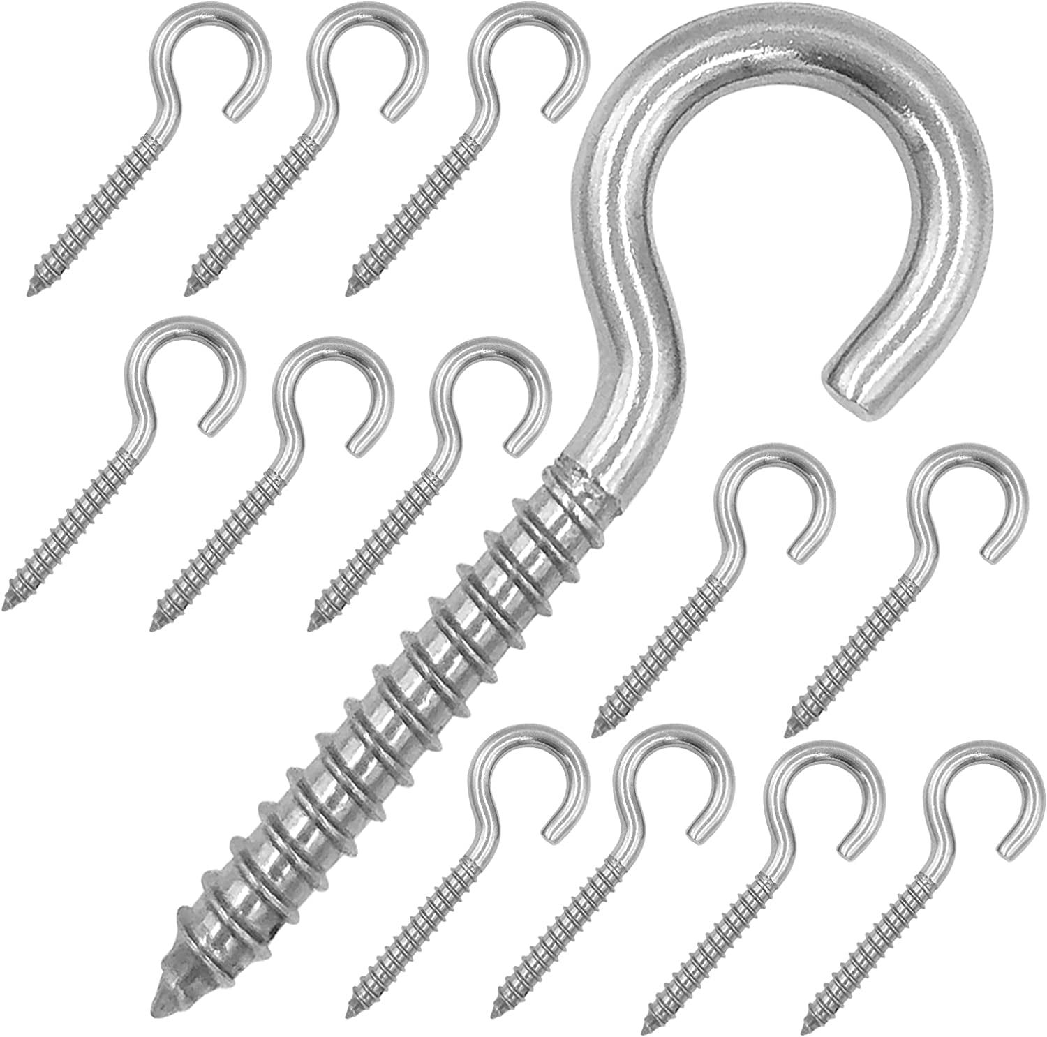 Pack of 12 M6 Metal Hooks, heavy-duty304 Stainless Steel Screw Hooks ...