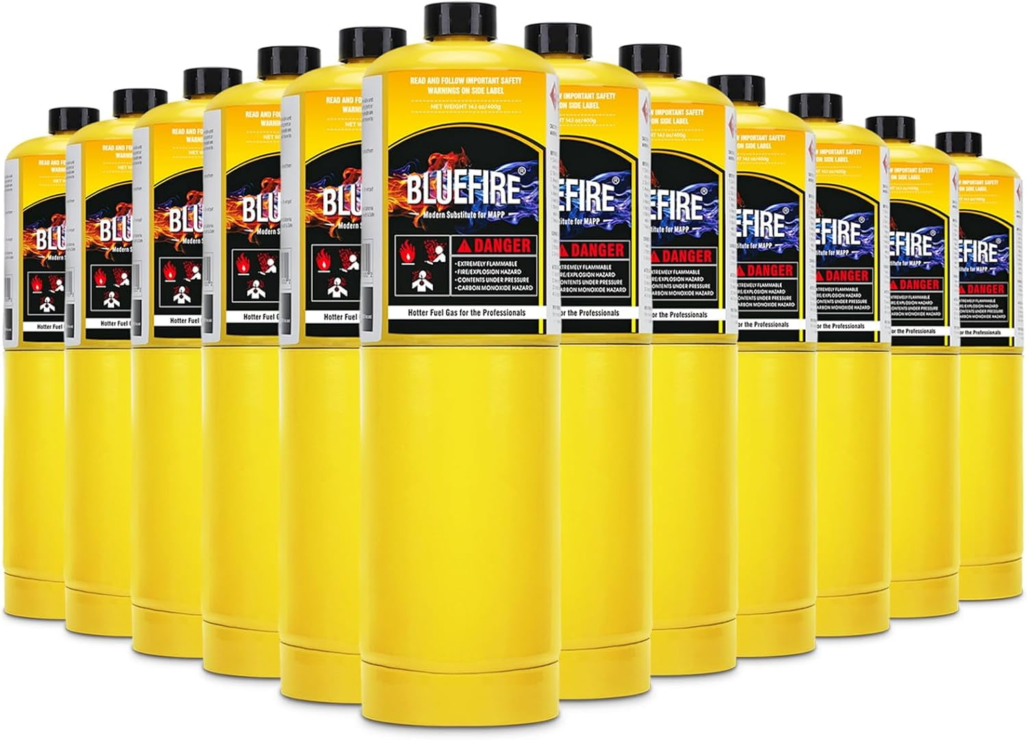 Pack of 12, MAPP Gas Cylinder, 14.1 oz, 99.9% High Purity Propylene ...