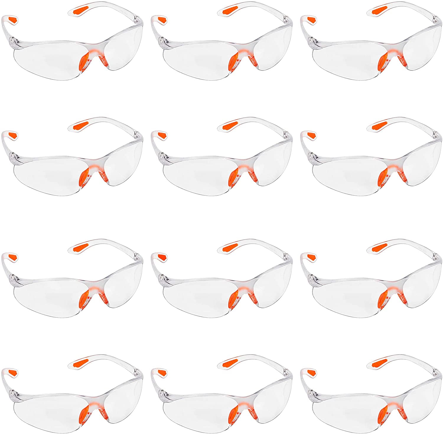Pack of 12 Transparent Safety Glasses - Protective Glasses with Plastic ...