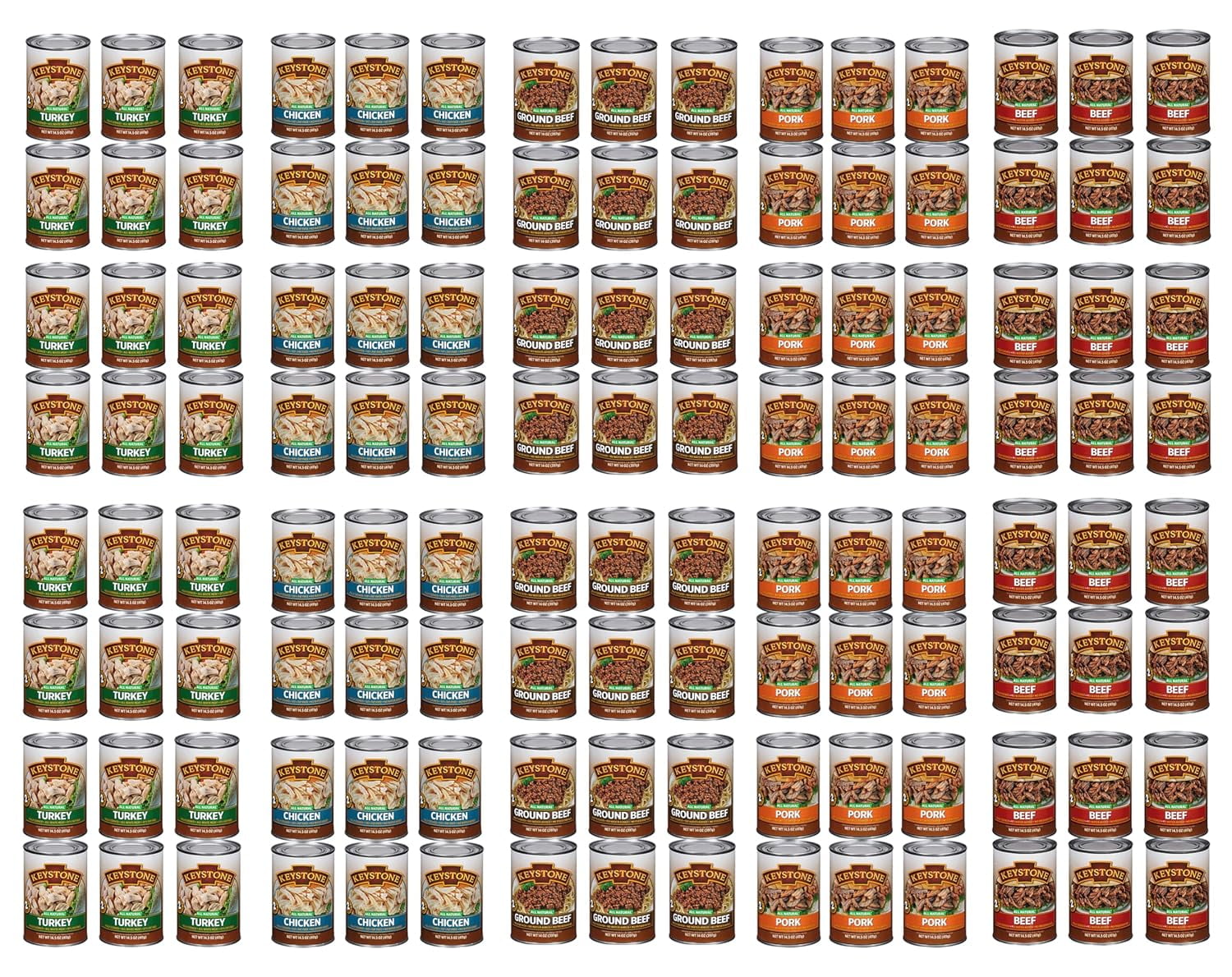 (Pack of 120 Cans) Keystone Meats All Natural | Beef 14.5Oz|Pork 14.5Oz ...