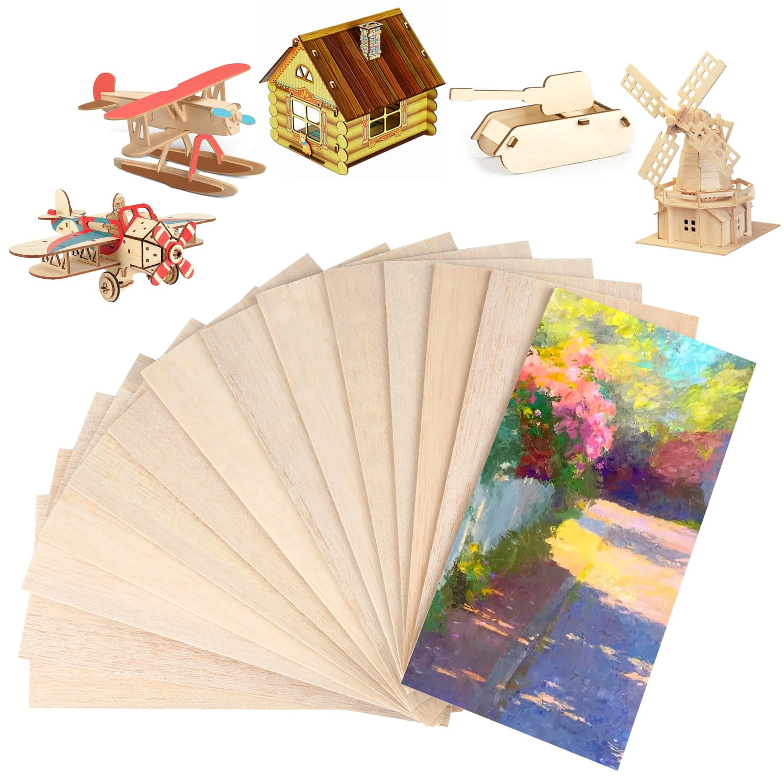 Pack of 14 Balsa Wood Plates, Wooden Panels for Crafts, Craft Wood for ...