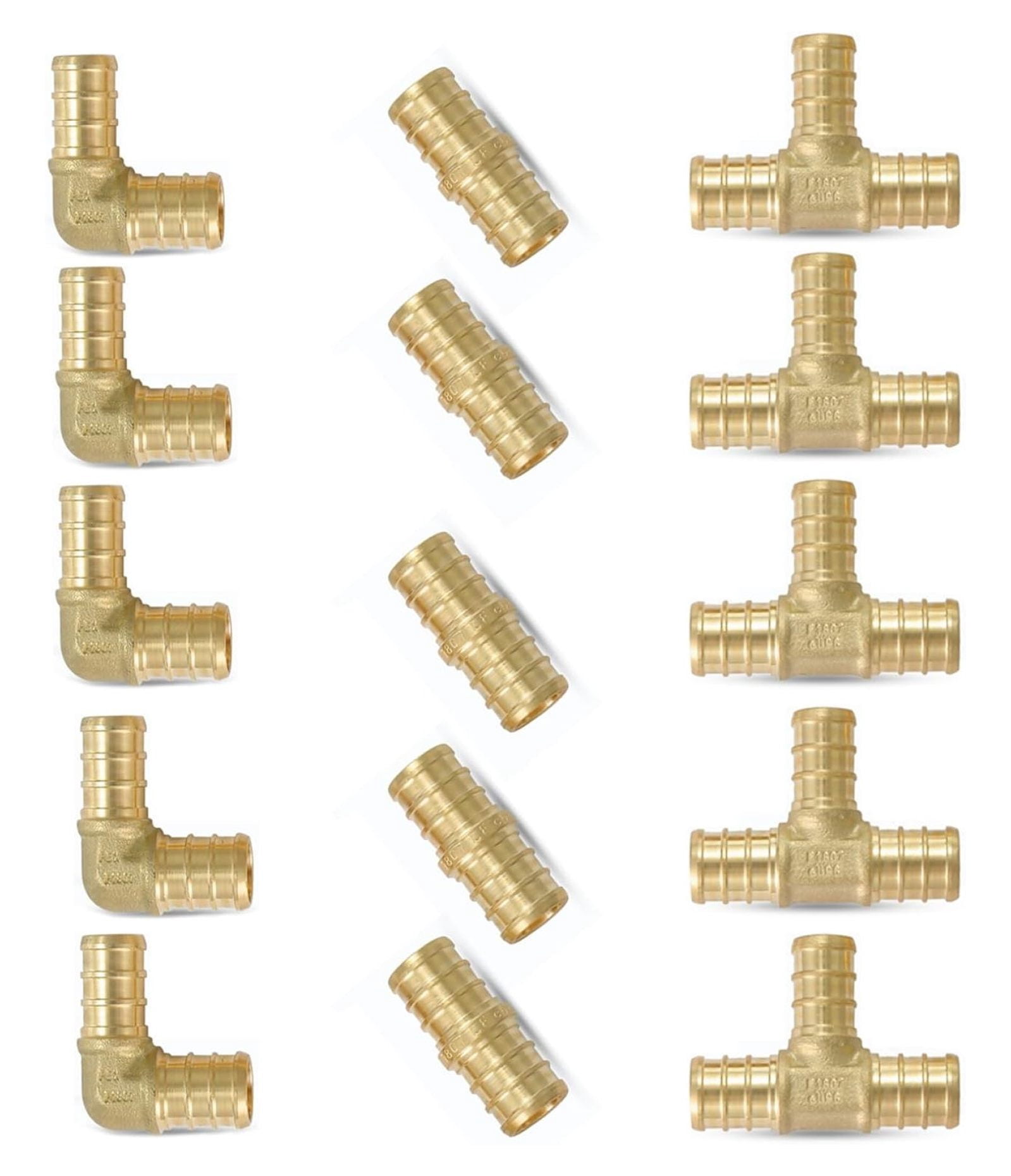 (Pack of 15) 3/4" PEX Fittings,90 Degree Elbow (5 PCS) + Tee (5 PCS ...