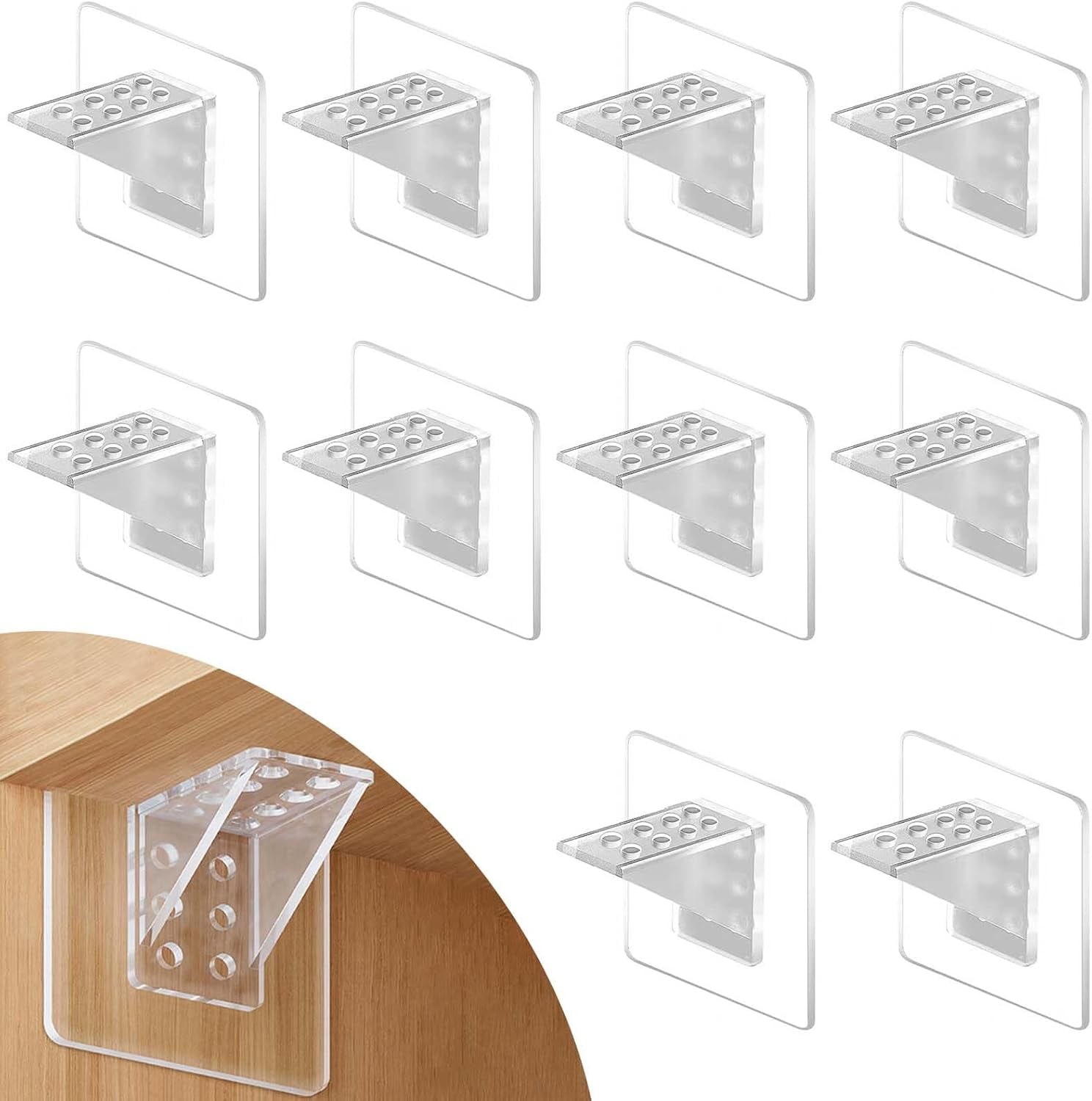 Pack of 15 Self-Adhesive Shelf Brackets, Shelf Holder, Self-Adhesive ...