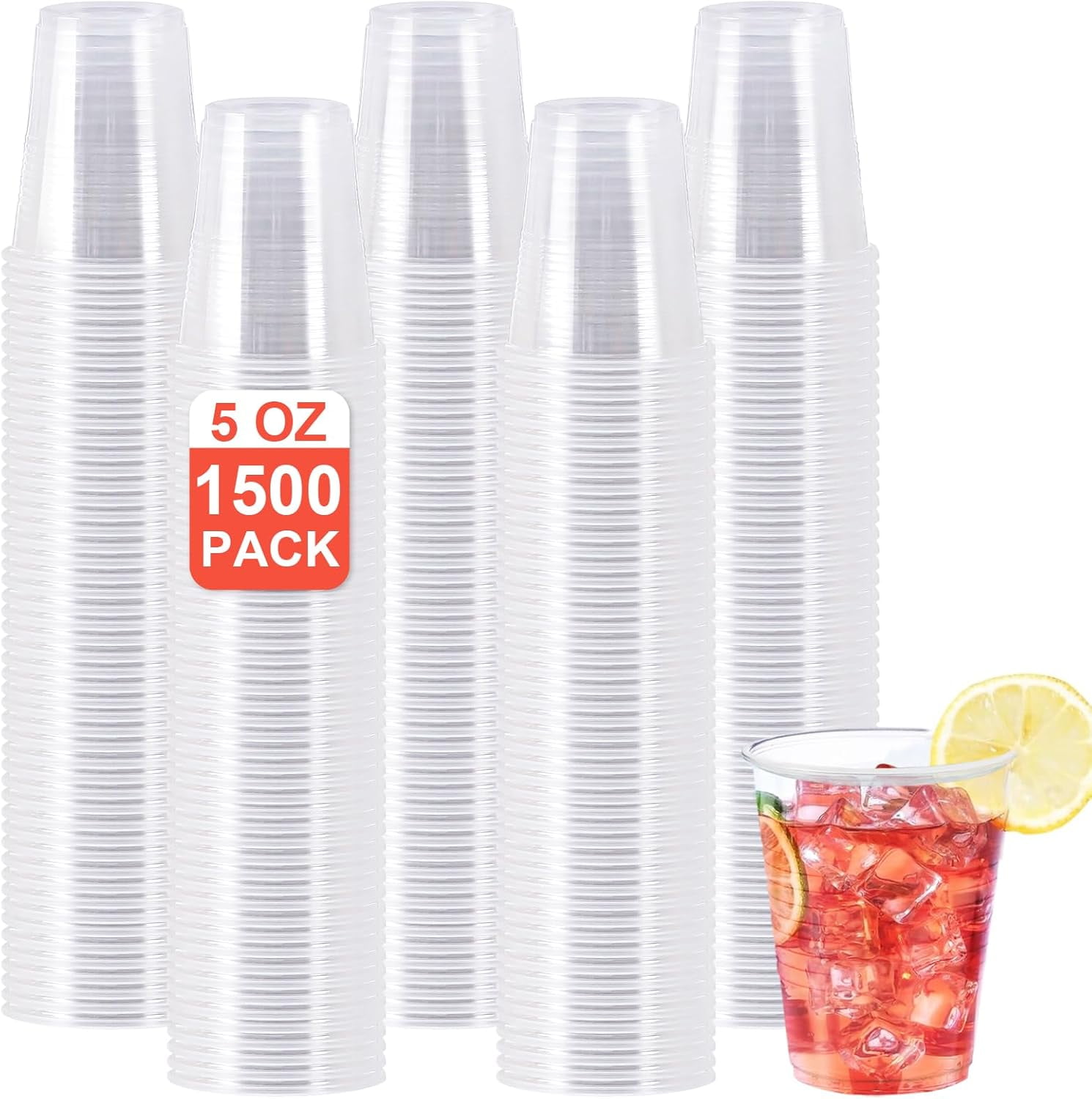 Pack of 1500 5 Oz Clear Plastic Cups, Disposable Mouthwash Cups, 5 ...