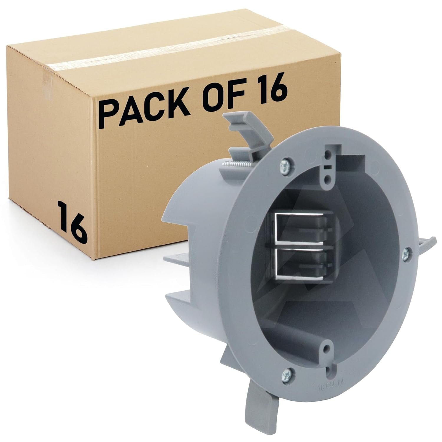 (Pack of 16) 4'' Old Work Round Electrical Box, One-Gang Grey PVC ...