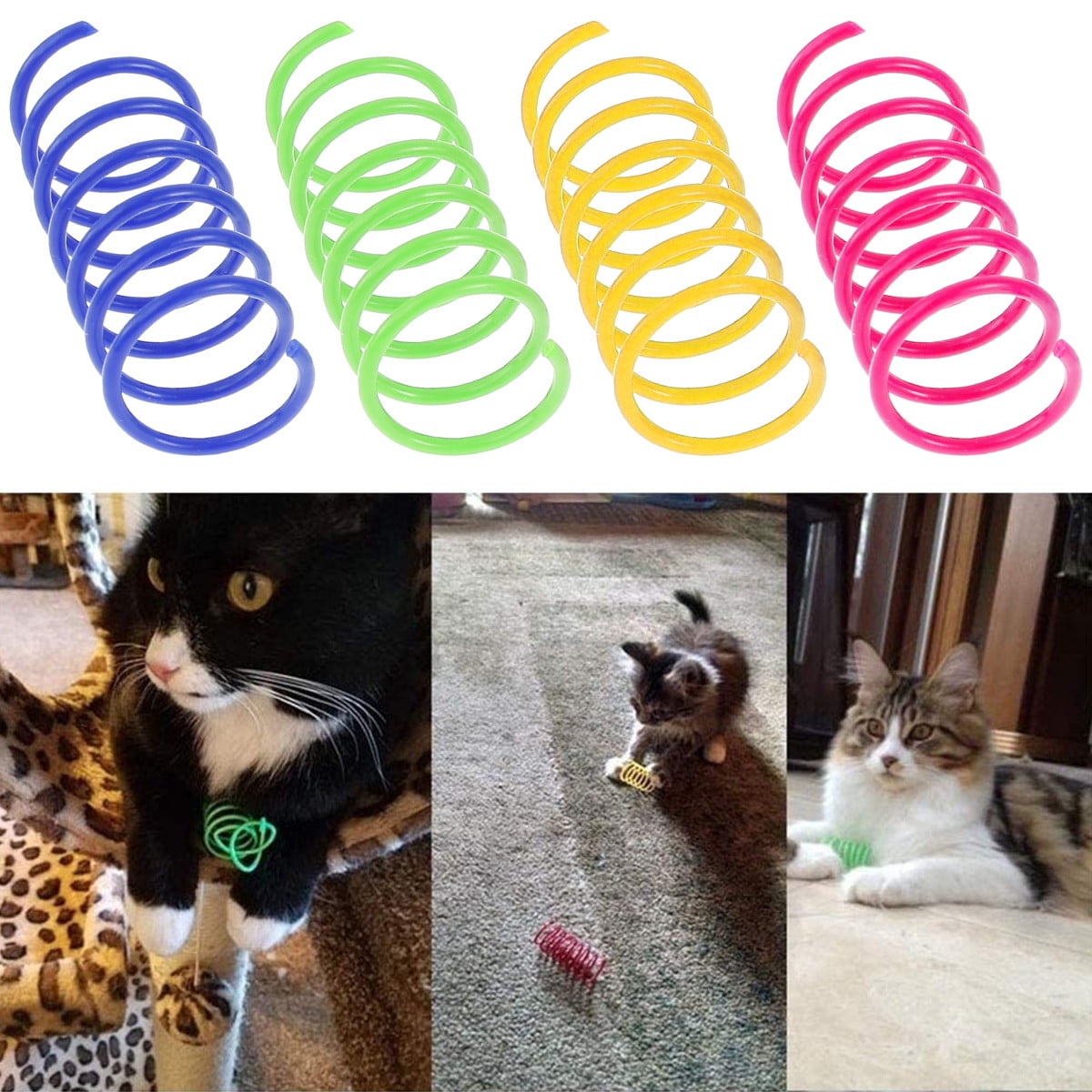 Pack of 16 cat Coil Springs for Indoor Cats, Colourful and Durable ...