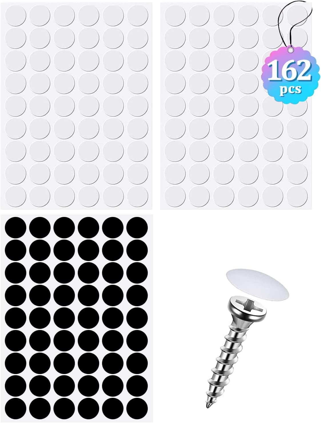 Pack of 162 Self-Adhesive Screw Hole Sticker Cover Caps, Screw Hole ...