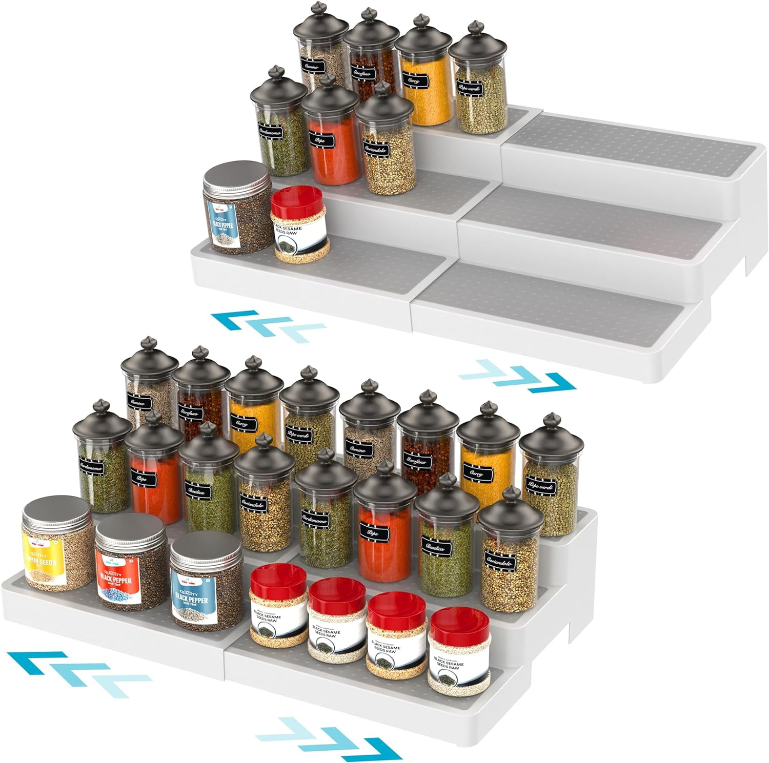 Pack of 2, 3-Tier Spice Racks, Expandable and Non-Skid, Ideal as ...