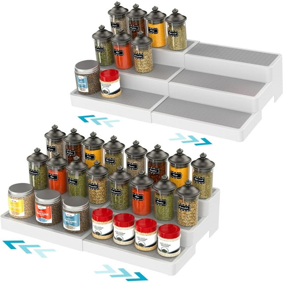 Pack of 2, 3-Tier Spice Racks, Expandable and Non-Skid, Ideal as ...
