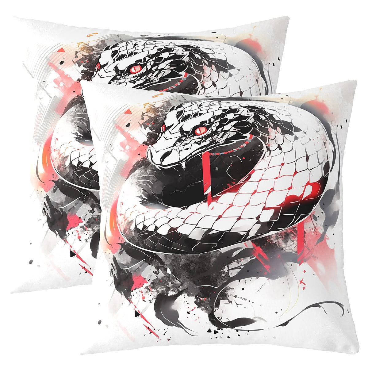 Pack Of 2 3D Snake 16x16 Inch Cushion Covers For Adults Men,White Black ...