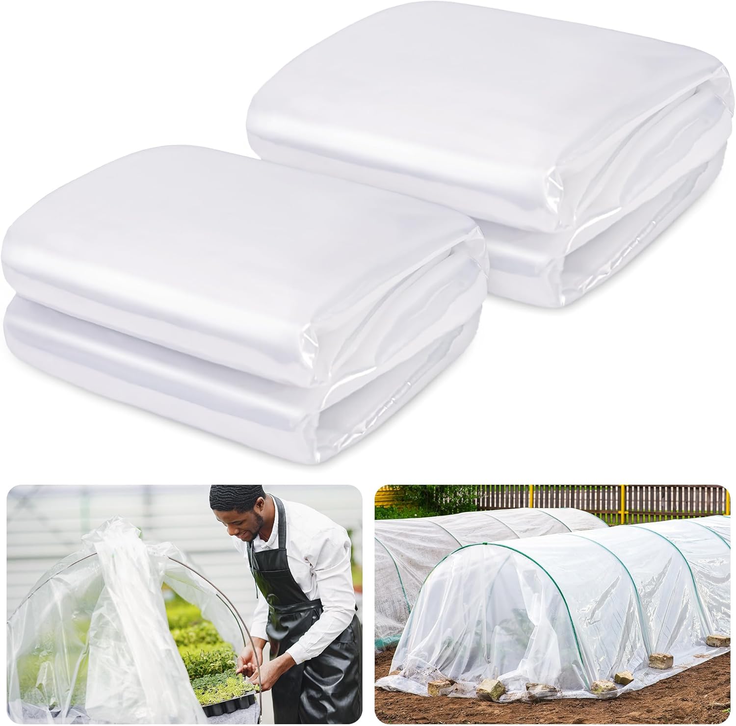 Pack 2 of 6 Mil Clear Greenhouse Plastic Sheeting,Transparent Plastic ...
