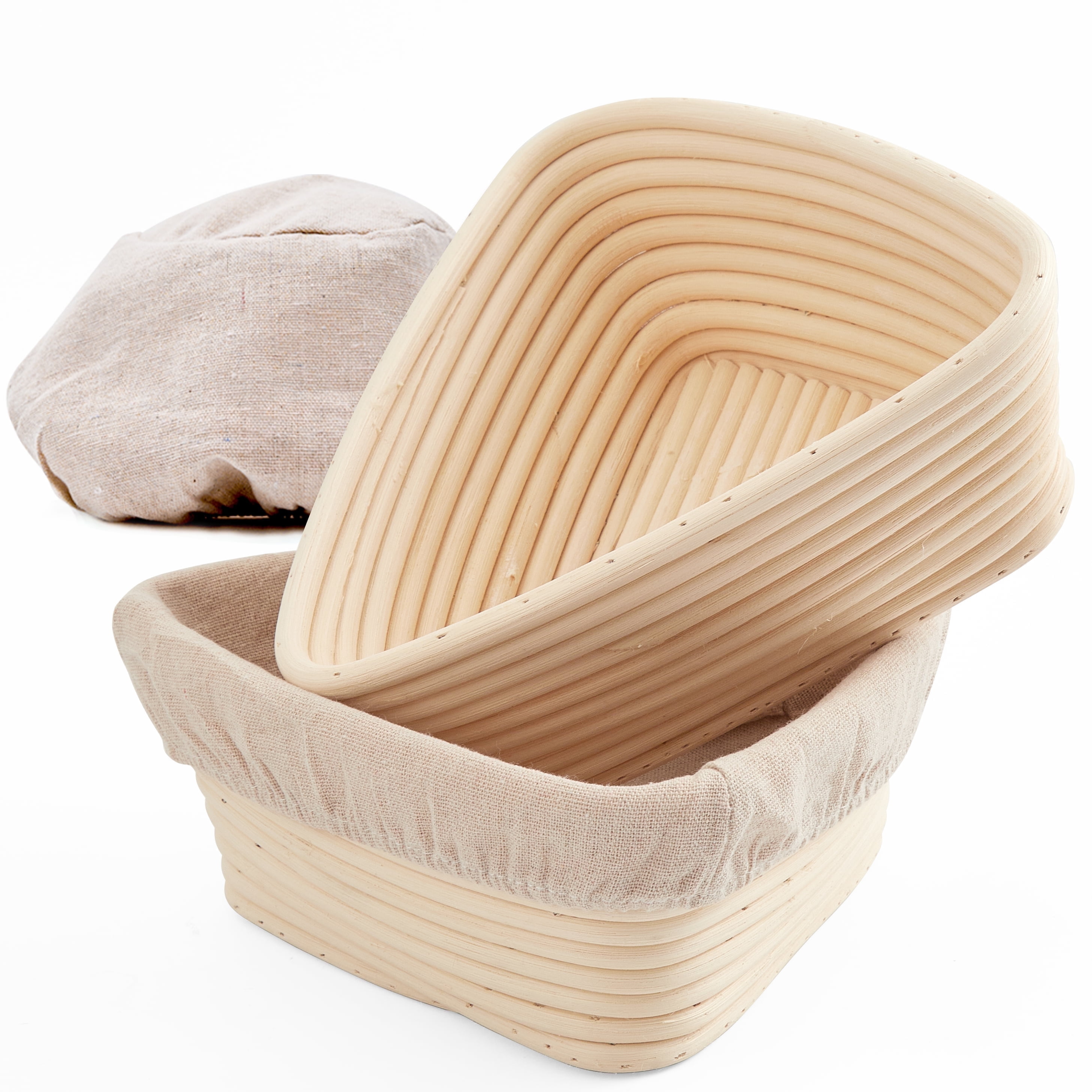 Pack of 2, 9 Inches Triangle Bread Proofing Basket with Cloth Liner ...