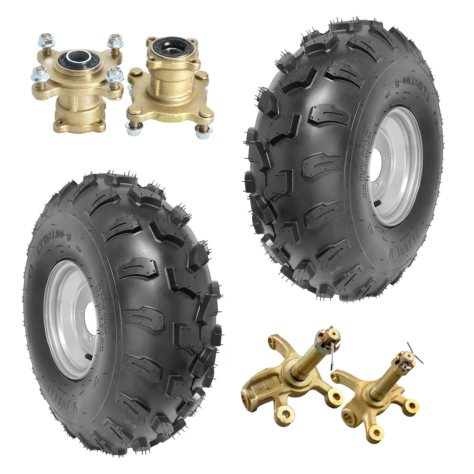 Pack of 2 ATV Tires and Rims 19x7-8 Tubeless 4PR Ply Wheels 19x7.00-8 ...