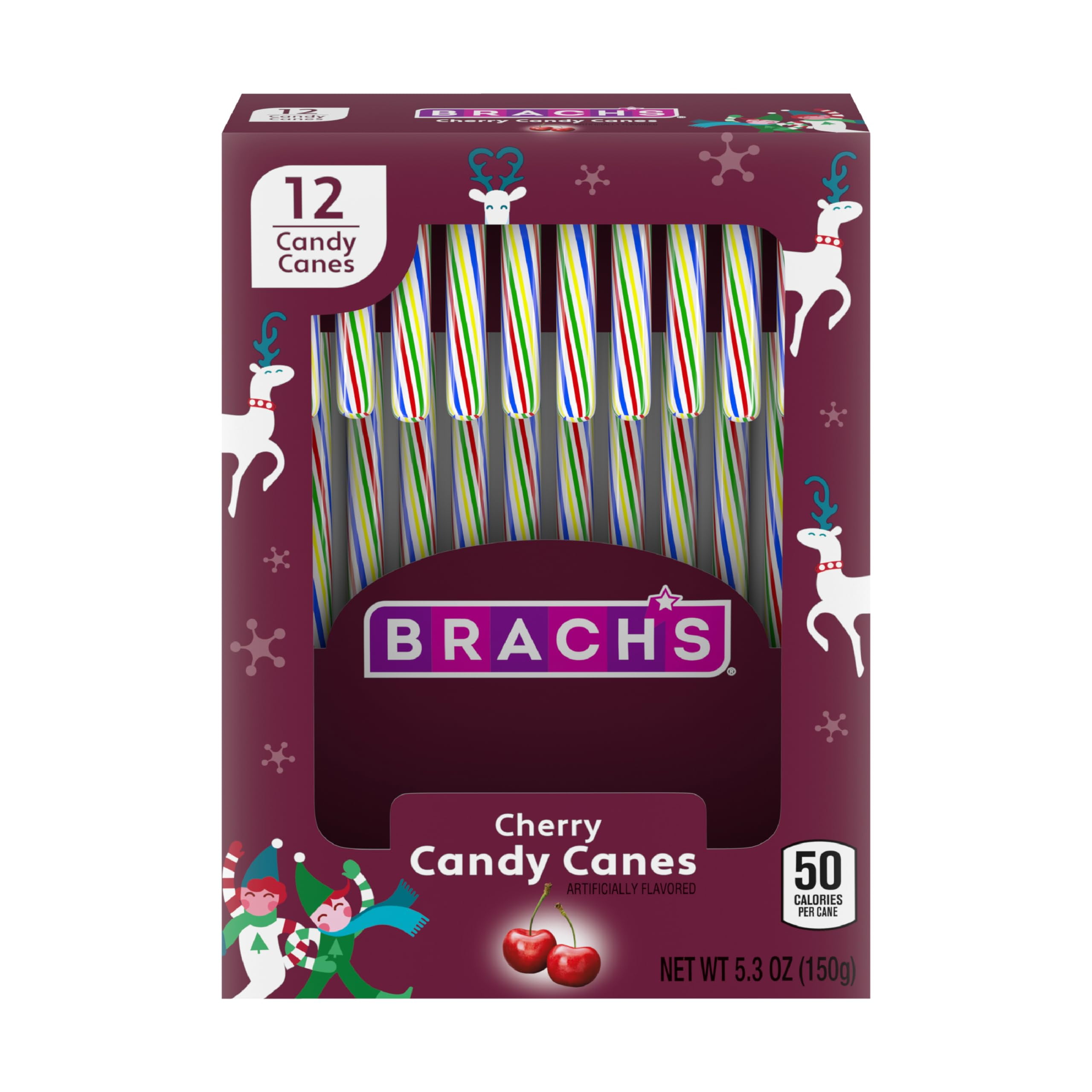 Pack of 2 - Brachs Holiday Cherry Candy Canes, 12Ct Box - Individually ...