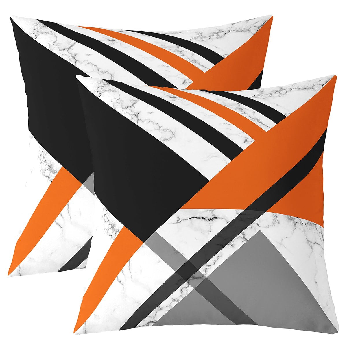 Pack of 2 Burnt Orange Grey Geometric Throw Pillow Covers 20x20 Inch ...