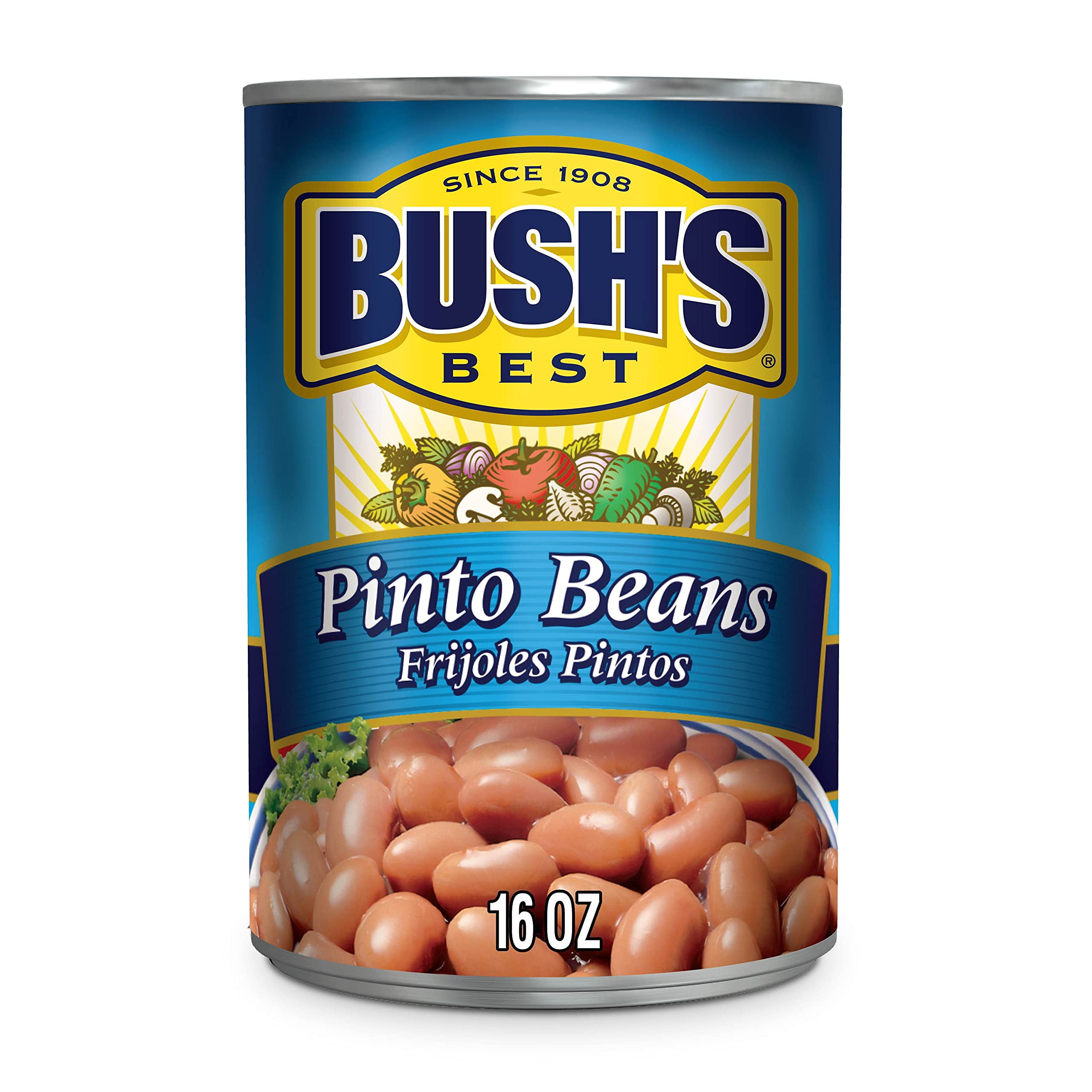 Pack of 2 - Bushs Best Pinto Beans, 16 Ounce Can, Canned Beans, Pinto ...