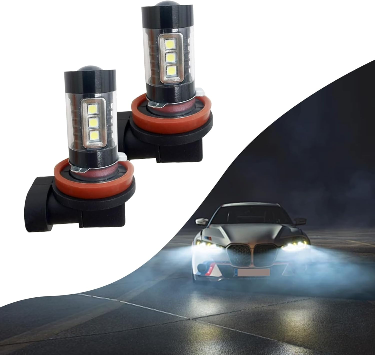 Pack-2 Car H11-80W LED Fog Lamp, Anti-fog Super Bright High Power ...